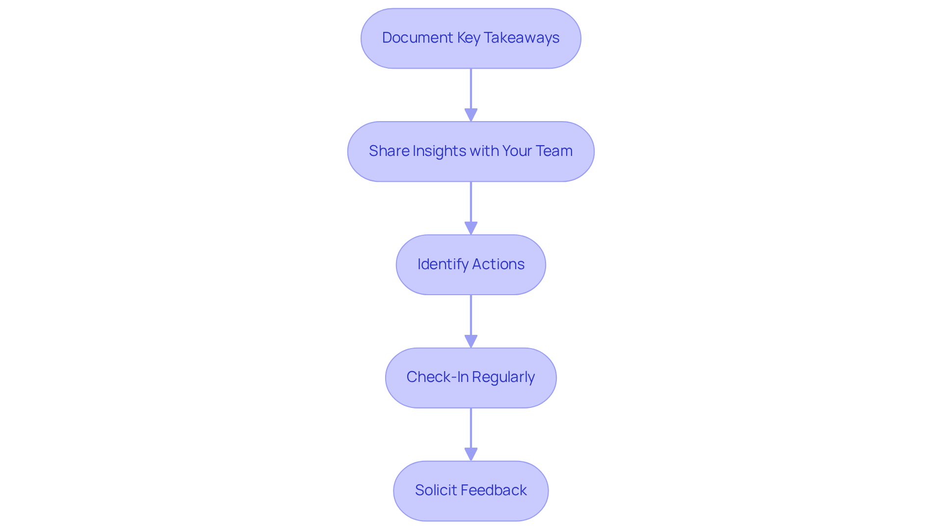 Each box represents a step in the follow-up process after skip-level meetings. Follow the arrows to see how each strategy connects and builds on the previous one, helping to ensure accountability and continuous improvement.