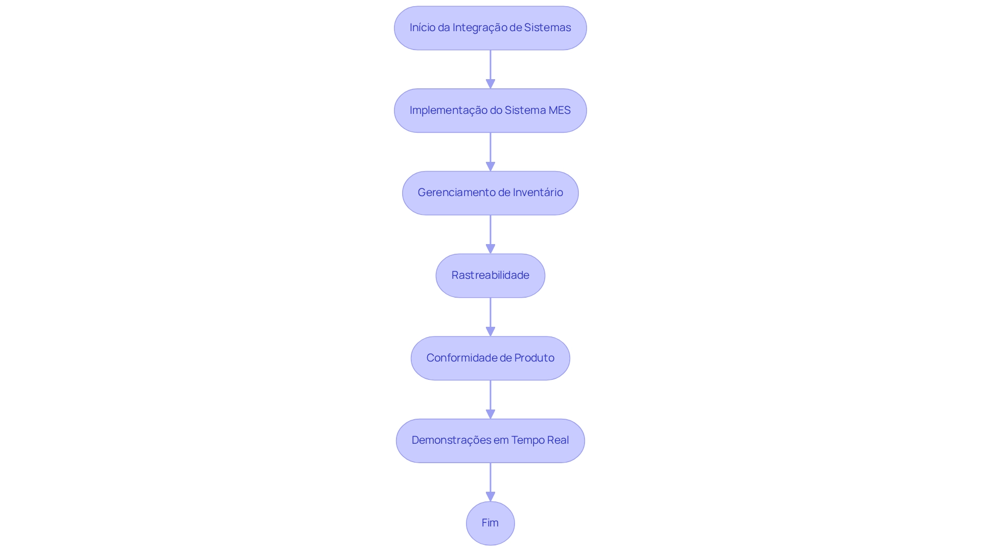Cada etapa representa uma fase do processo de automação e integração. Siga as setas para entender como cada parte do processo se conecta e contribui para a eficiência operacional.