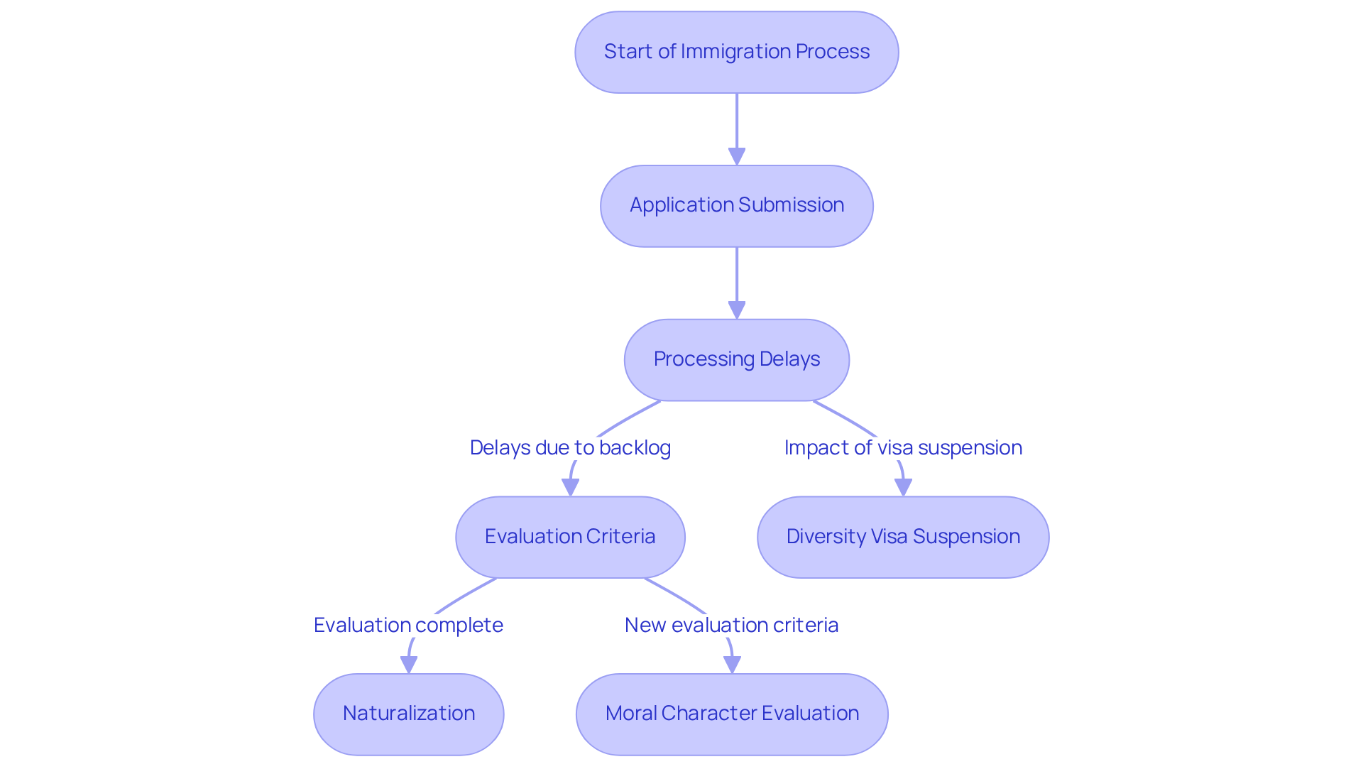 This flowchart illustrates the steps and challenges immigrants face on their path to citizenship. Each box represents a stage in the process, and the arrows show how they connect. The additional case studies highlight specific issues that can arise, helping you understand the complexities involved.