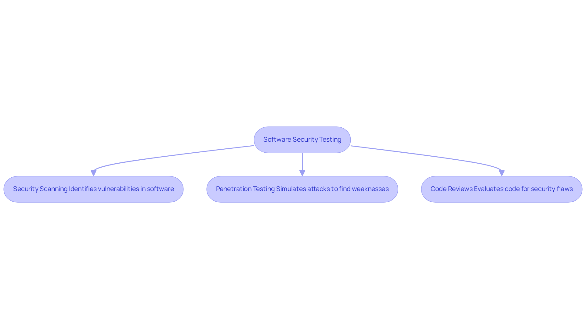 This flowchart illustrates the steps involved in software security testing. Start with the main goal at the top, then follow the arrows to see the different methods used to identify vulnerabilities and protect sensitive information.
