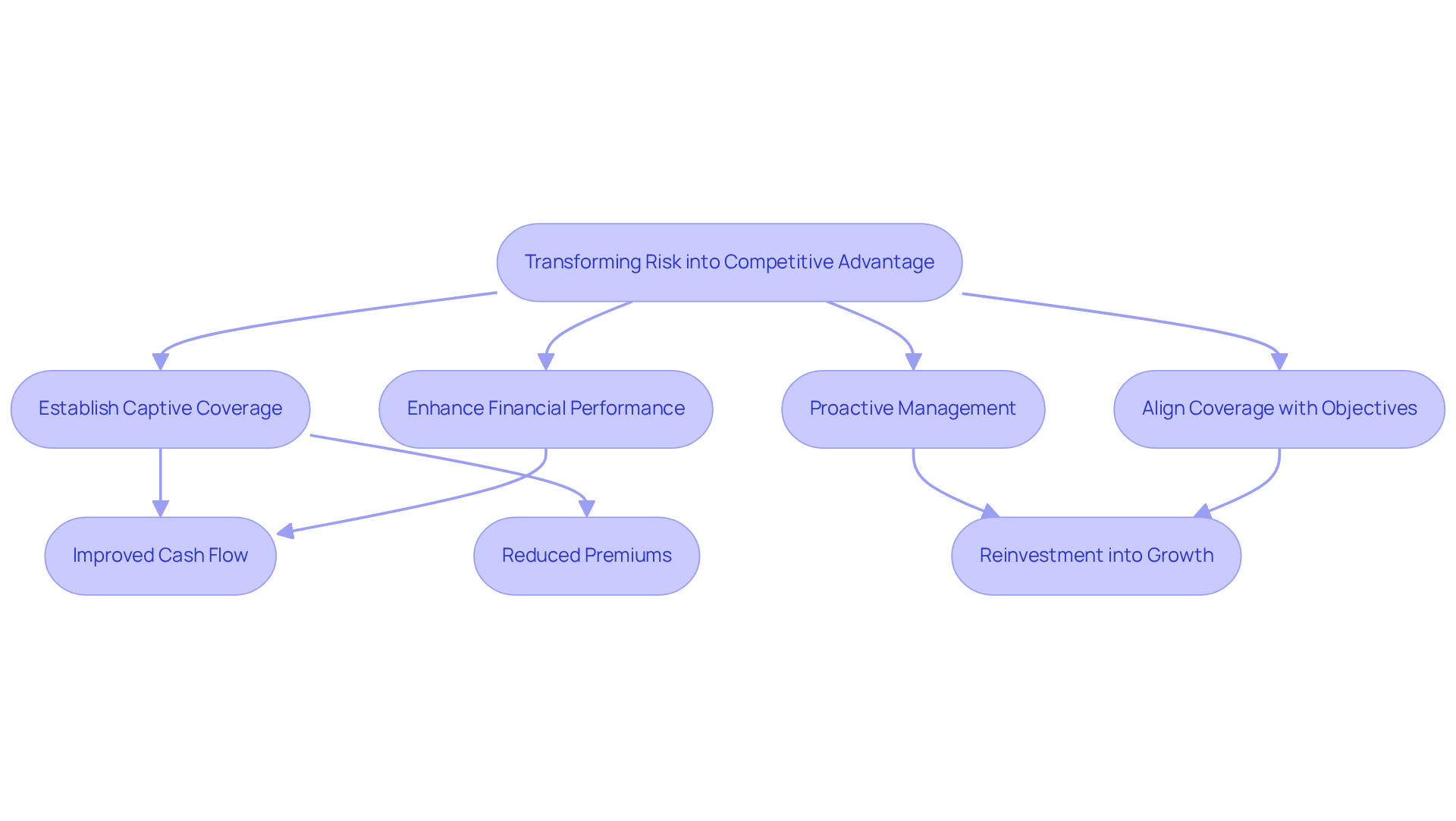 Follow the arrows to see how each step in the process contributes to turning risk into a strategic asset, leading to better financial outcomes and competitive positioning.