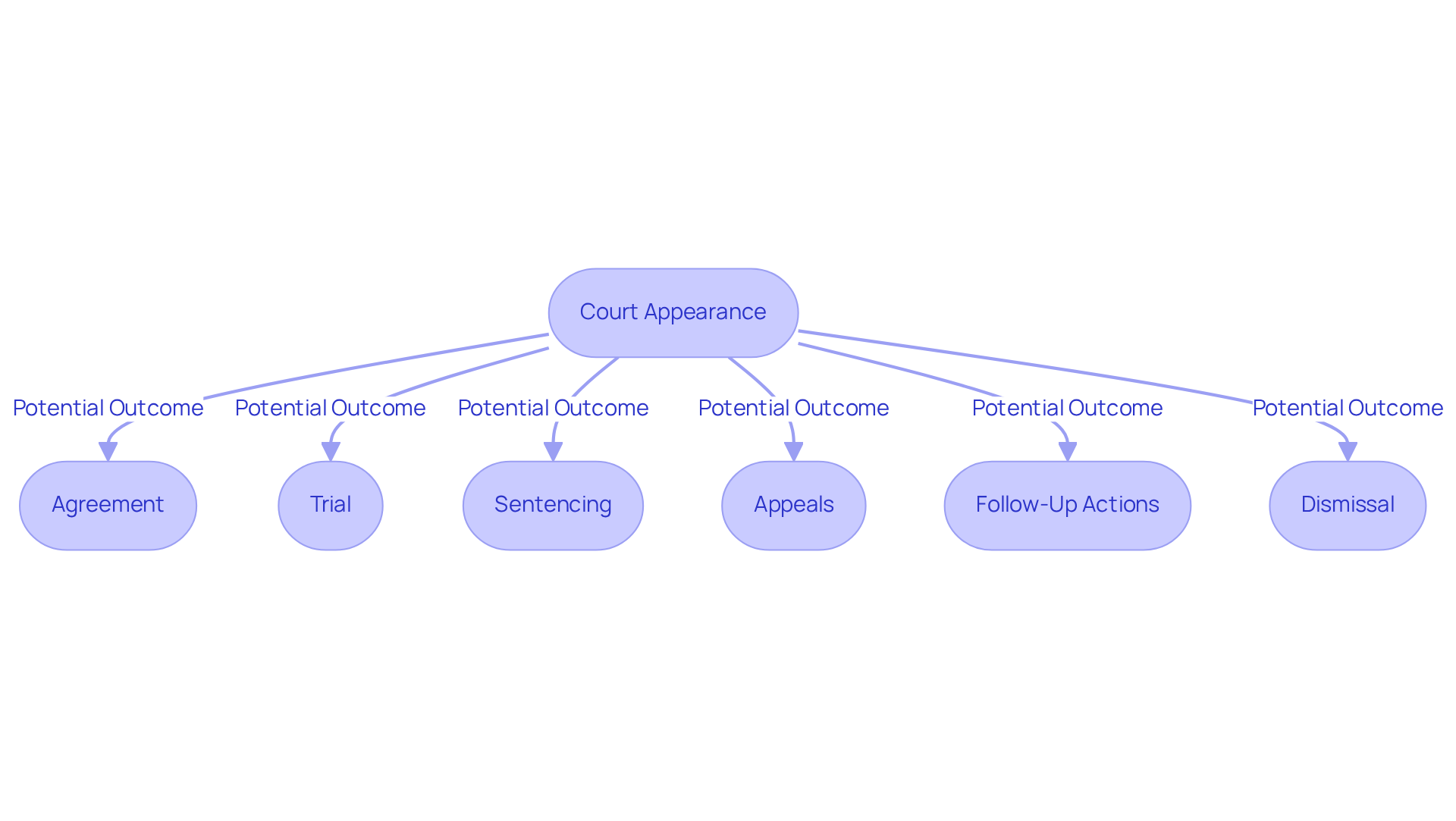 This flowchart shows what might happen after your court appearance. Each box represents a different outcome, and the arrows guide you through the possible paths you can take based on your situation. Follow the arrows to understand your options and what each outcome entails. This flowchart shows what might happen after your court appearance. Each box represents a different outcome, and the arrows guide you through the possible paths you can take based on your situation. Follow the arrows to understand your options and what each outcome entails.