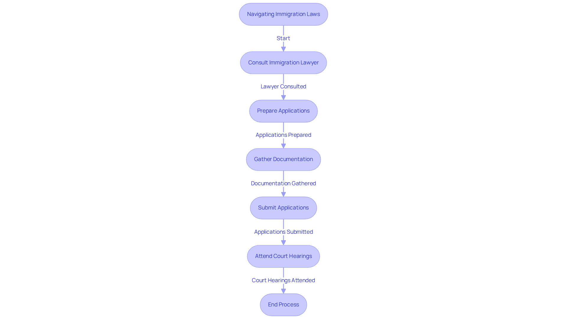 Each box represents a crucial step in the immigration process. Follow the arrows to see how each step connects and the importance of having a lawyer to guide you through. Each box represents a crucial step in the immigration process. Follow the arrows to see how each step connects and the importance of having a lawyer to guide you through.
