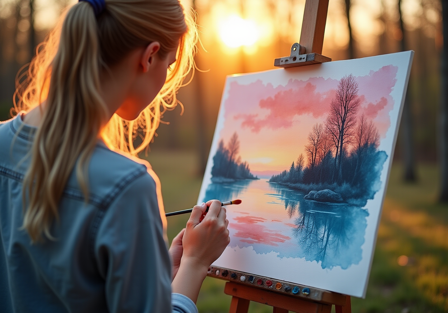 Artist Creating Abstract Landscapes