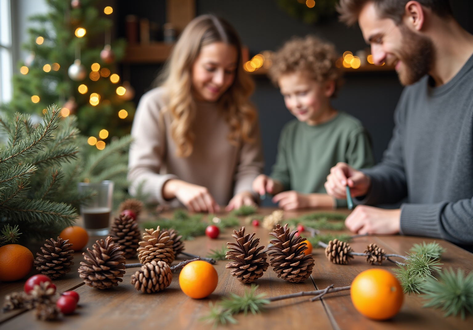 Family Crafting Holiday Decorations with Natural Elements Family Crafting Holiday Decorations with Natural Elements