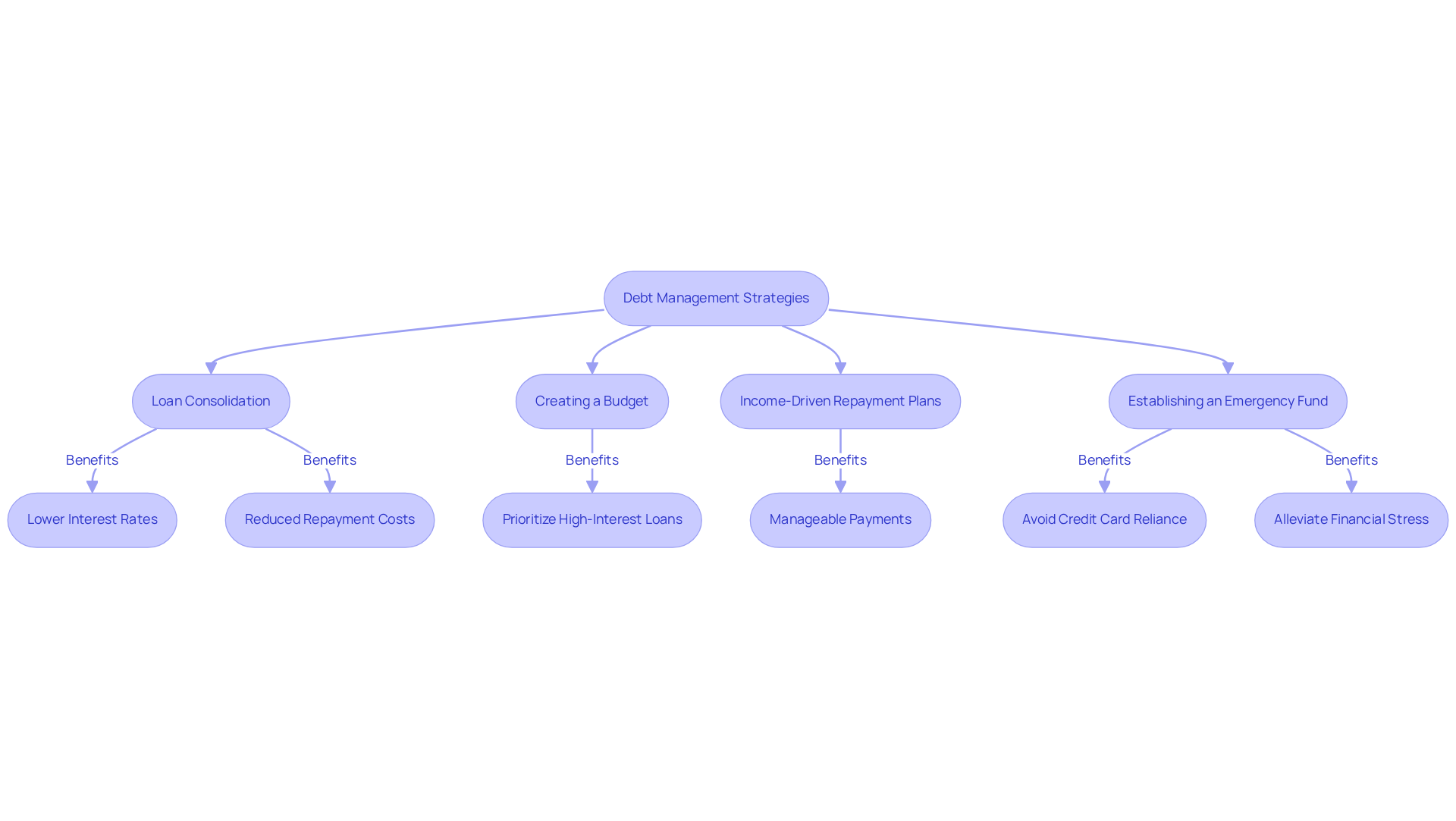 Each box represents a strategy for managing debt. Follow the arrows to see how these strategies can work together to improve financial health.