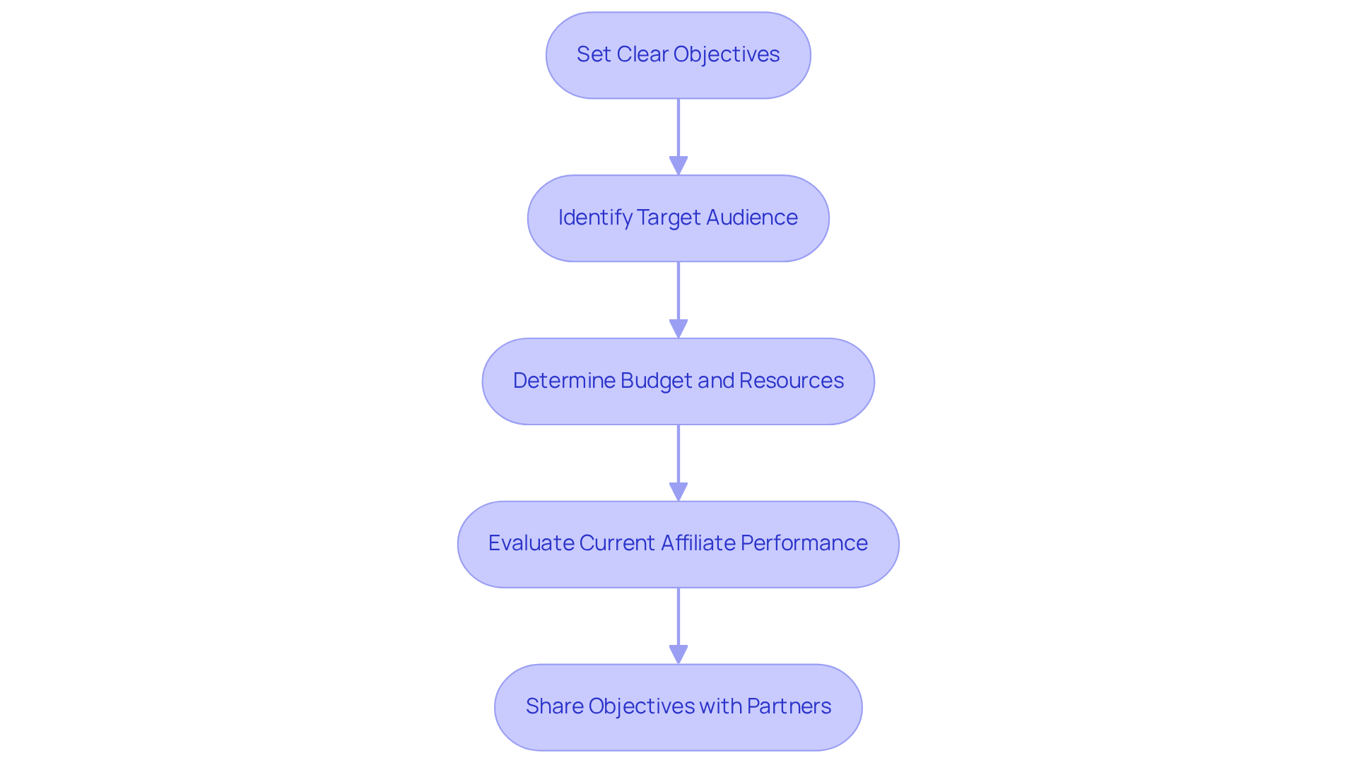 Each box represents a step in the process of selecting the right management company for your affiliate program. Follow the arrows to see how each step leads to the next, helping you build a strong foundation for your partnerships.