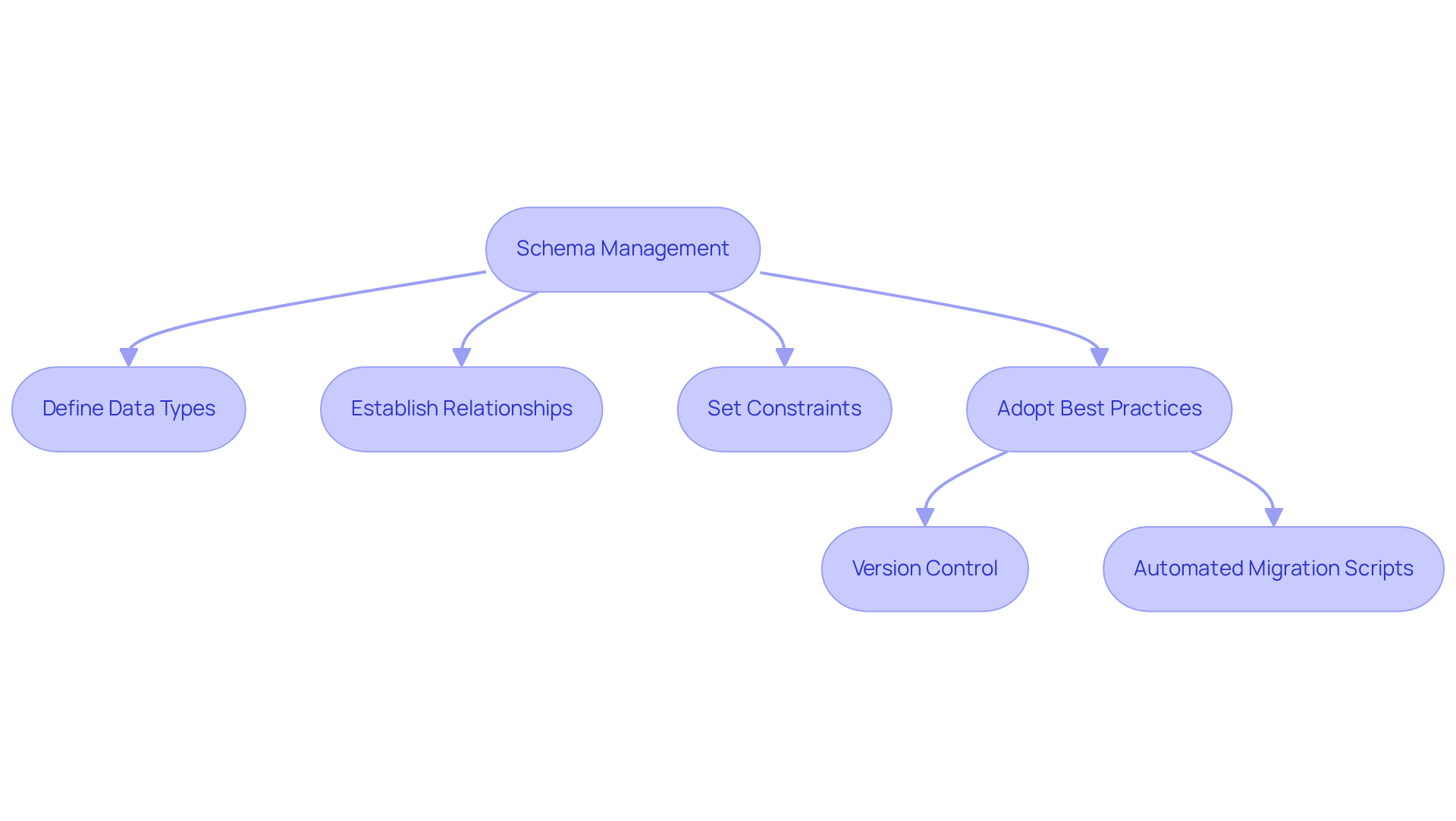 This flowchart outlines the essential steps in managing database schemas. Follow the arrows to see how each step contributes to maintaining data integrity and consistency.