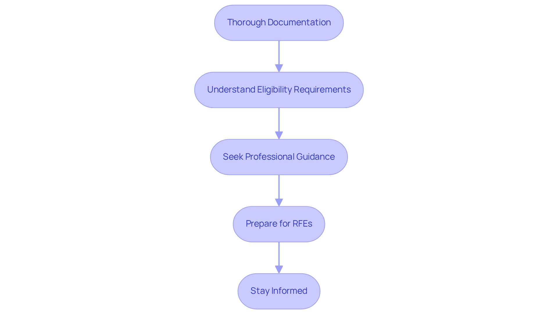 Each box represents a crucial step in preparing your immigration case. Follow the arrows to see how each strategy connects and builds upon the previous one, guiding you toward a successful application. Each box represents a crucial step in preparing your immigration case. Follow the arrows to see how each strategy connects and builds upon the previous one, guiding you toward a successful application.