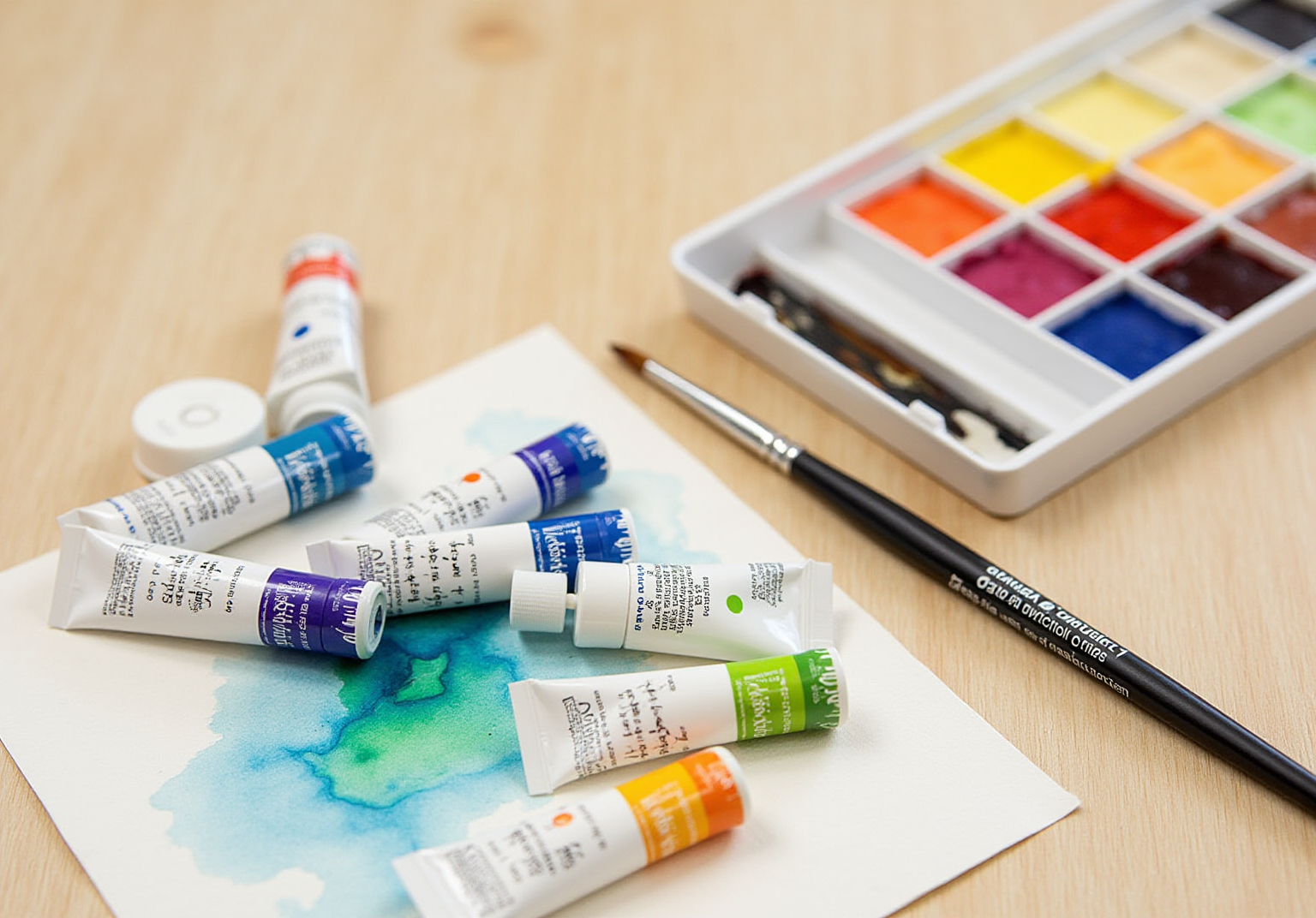 Eco-Friendly Kuretake Watercolor Tubes in an Artistic Studio Eco-Friendly Kuretake Watercolor Tubes in an Artistic Studio