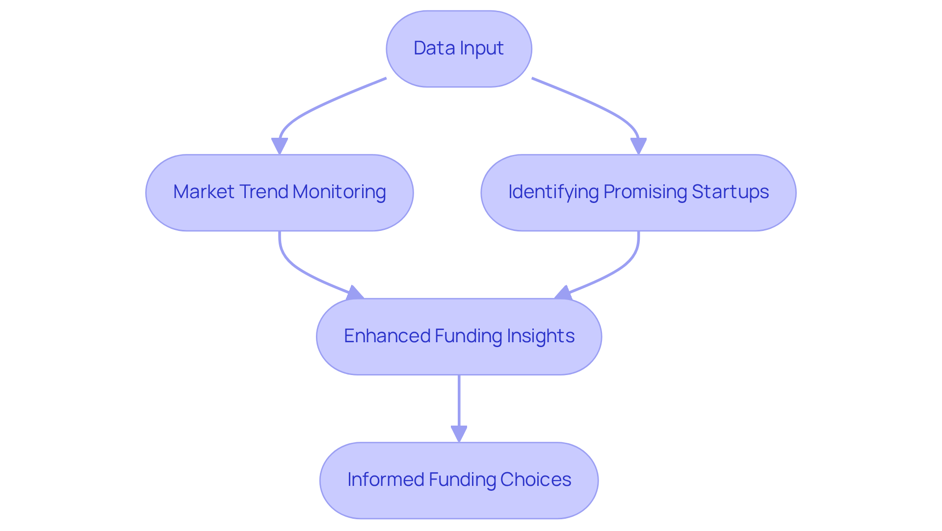 Follow the flow from the initial data input through the various analytical steps that lead to informed funding choices. Each box represents a stage in the process, demonstrating how data transforms into actionable insights.