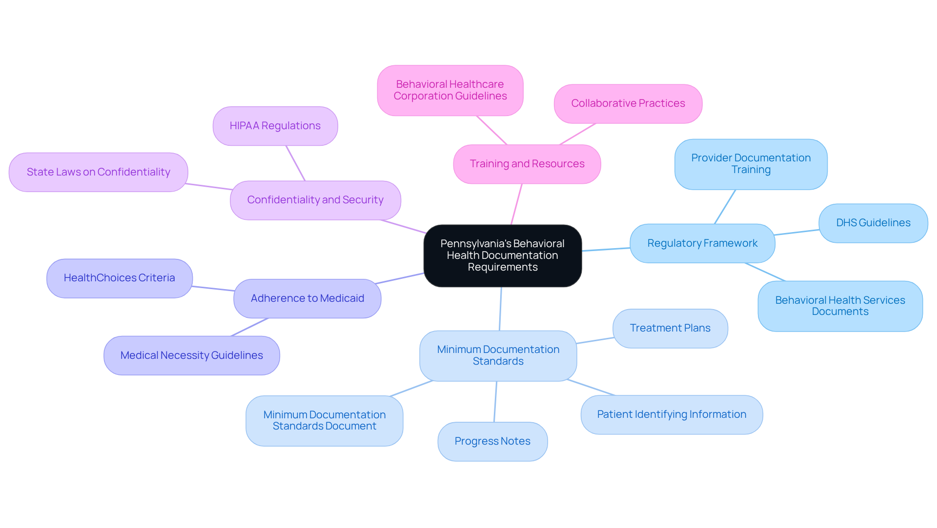 The central node represents the overall topic, while each branch highlights a key area of documentation requirements. Follow the branches to explore specific details and resources related to each area.