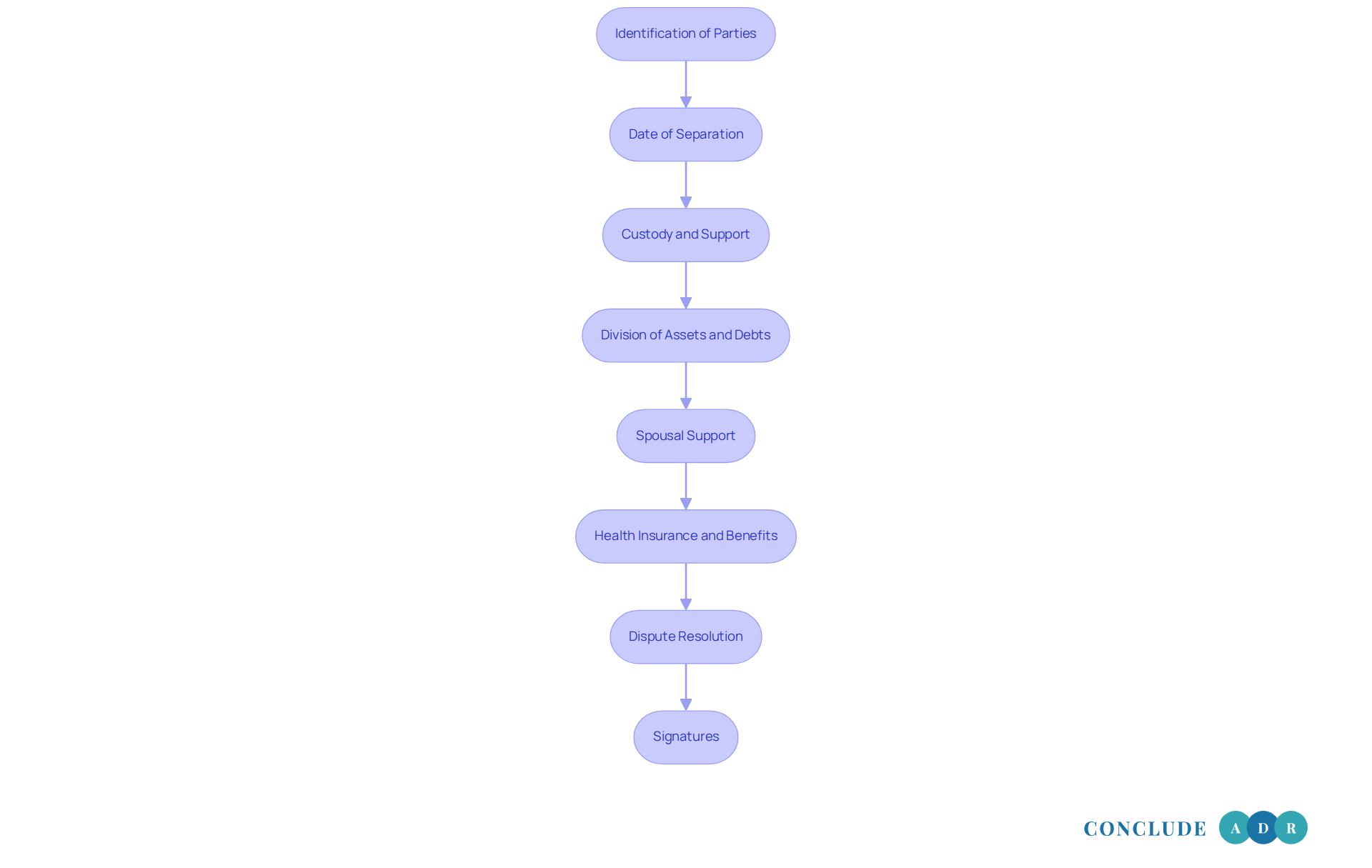 Each box represents a crucial step in creating a separation agreement. Follow the arrows to see how each component builds on the previous one, helping you to create a clear and thorough document.