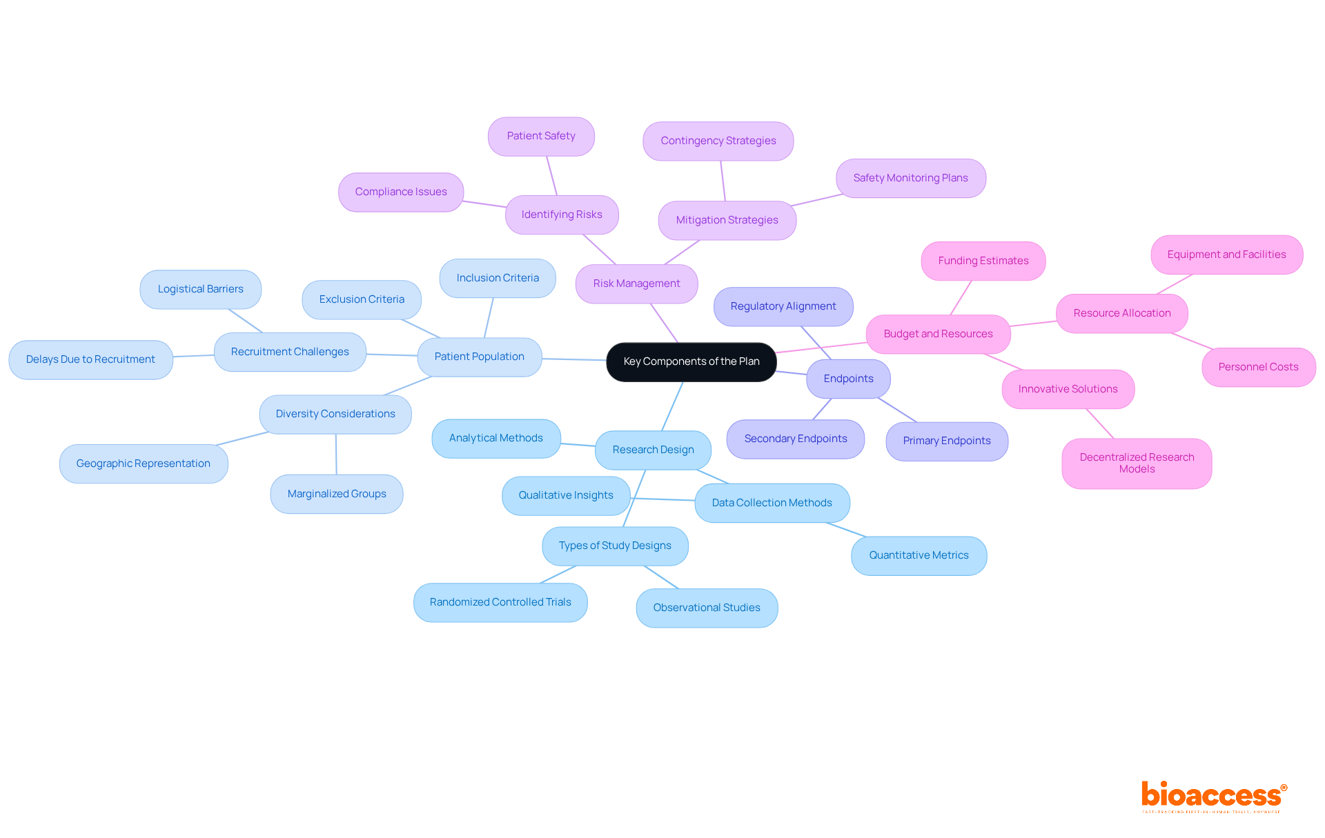 The central node represents the overall plan, while each branch highlights a key component. Sub-points provide additional details, helping you see how each part contributes to the whole.
