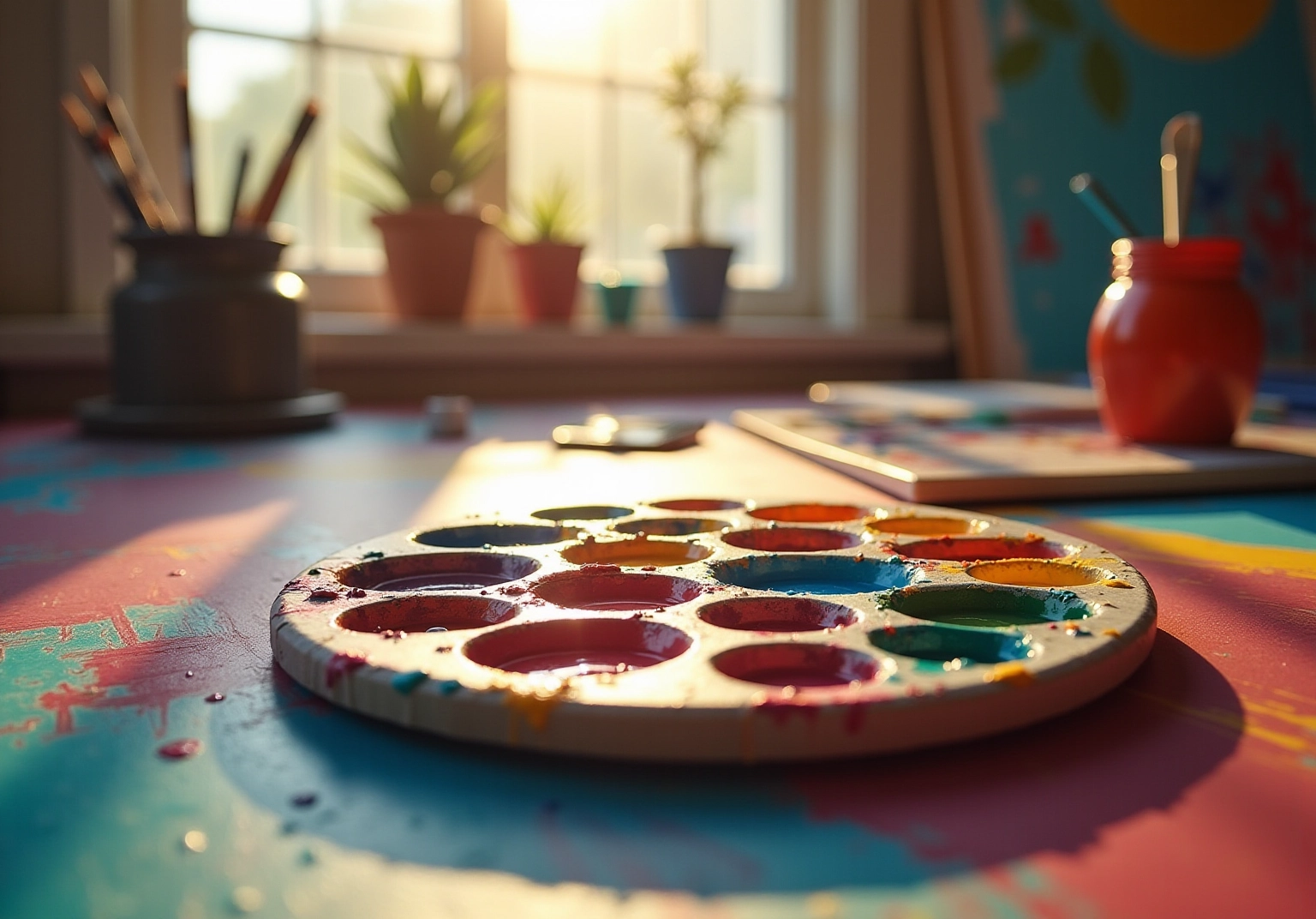 Mijello Mixing Palette in an Art Studio Mijello Mixing Palette in an Art Studio