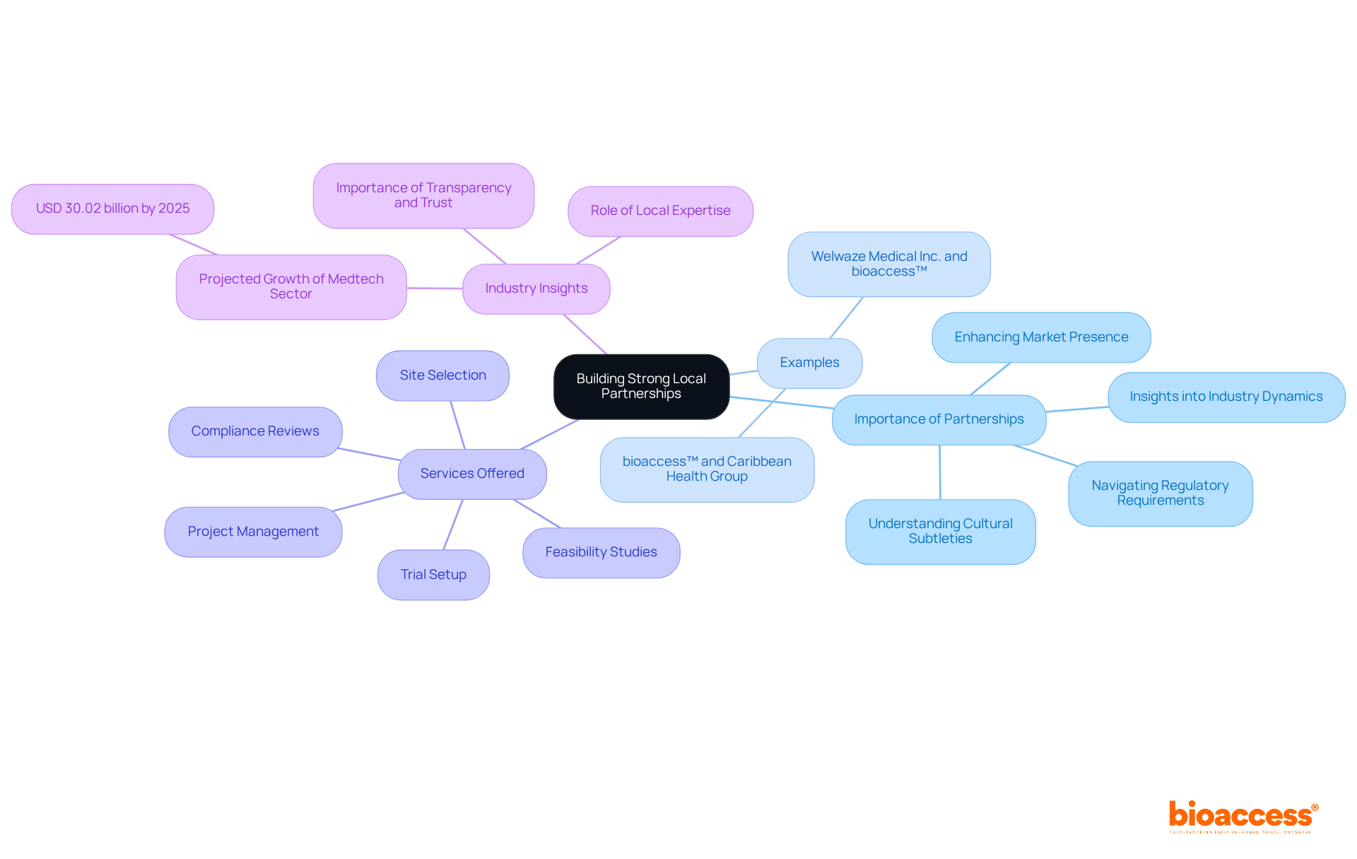 The center represents the main idea of partnerships. Each branch shows different aspects: why partnerships matter, real-world examples, services that support these partnerships, and insights from industry leaders. Follow the branches to see how everything connects! The center represents the main idea of partnerships. Each branch shows different aspects: why partnerships matter, real-world examples, services that support these partnerships, and insights from industry leaders. Follow the branches to see how everything connects!
