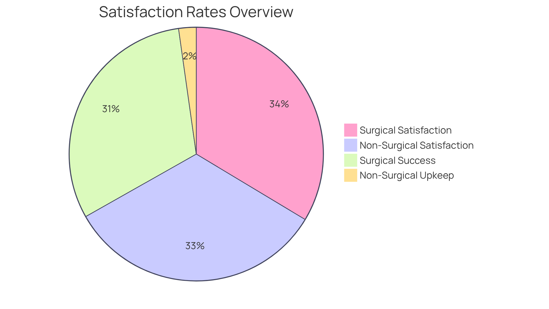 This chart shows how satisfied patients are with their treatment options. The blue section represents surgical options, where 95% of patients are satisfied, while the green section represents non-surgical options, with 93.7% satisfaction. The success rates are also noted, helping you see how effective each option is. This chart shows how satisfied patients are with their treatment options. The blue section represents surgical options, where 95% of patients are satisfied, while the green section represents non-surgical options, with 93.7% satisfaction. The success rates are also noted, helping you see how effective each option is.