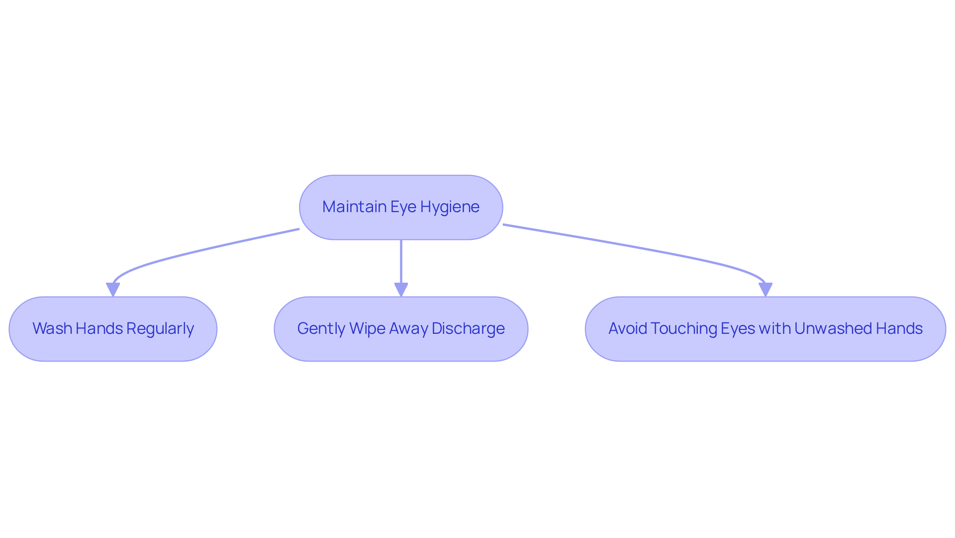Follow the arrows to see the steps you can take to keep your eyes healthy. Each box represents an important action to prevent irritation and infections.
