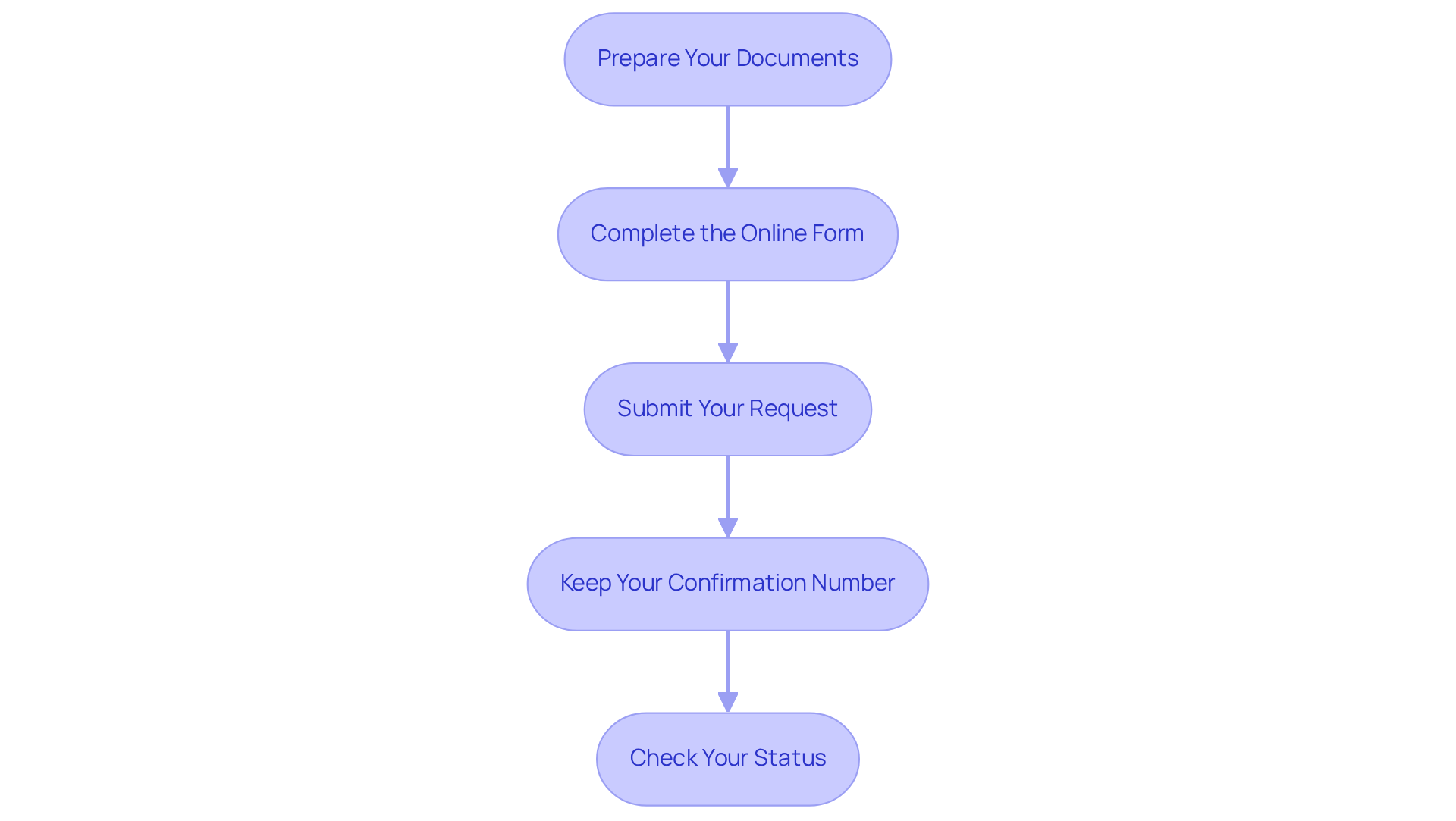 Each box represents a crucial step in the application process. Follow the arrows to see how to navigate from preparing your documents all the way to checking your status after submission.