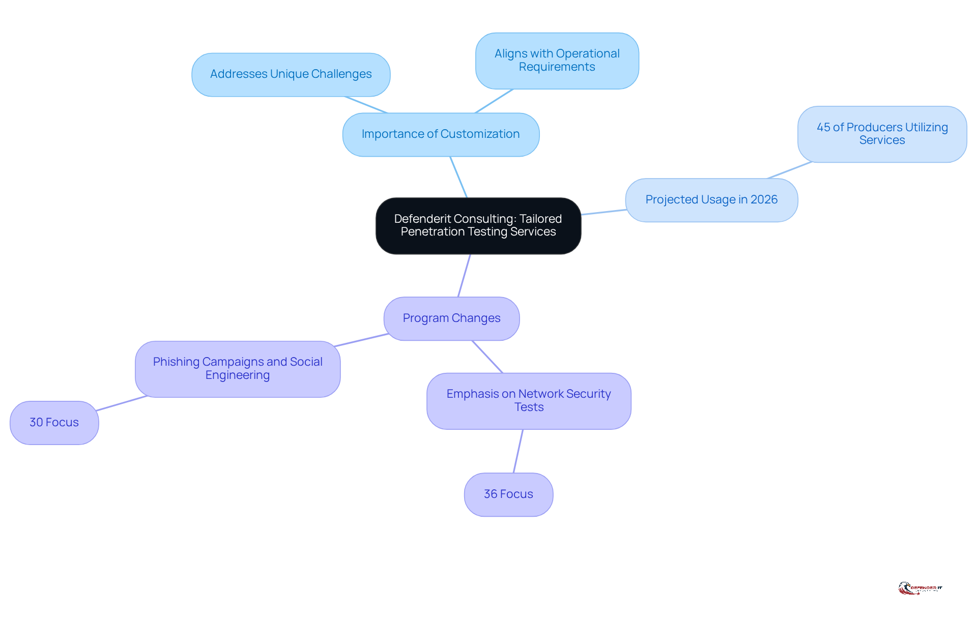 The central node represents the main service offered, while branches show its importance, future projections, and specific changes in focus areas. Each branch highlights key points that contribute to understanding the overall strategy. The central node represents the main service offered, while branches show its importance, future projections, and specific changes in focus areas. Each branch highlights key points that contribute to understanding the overall strategy.