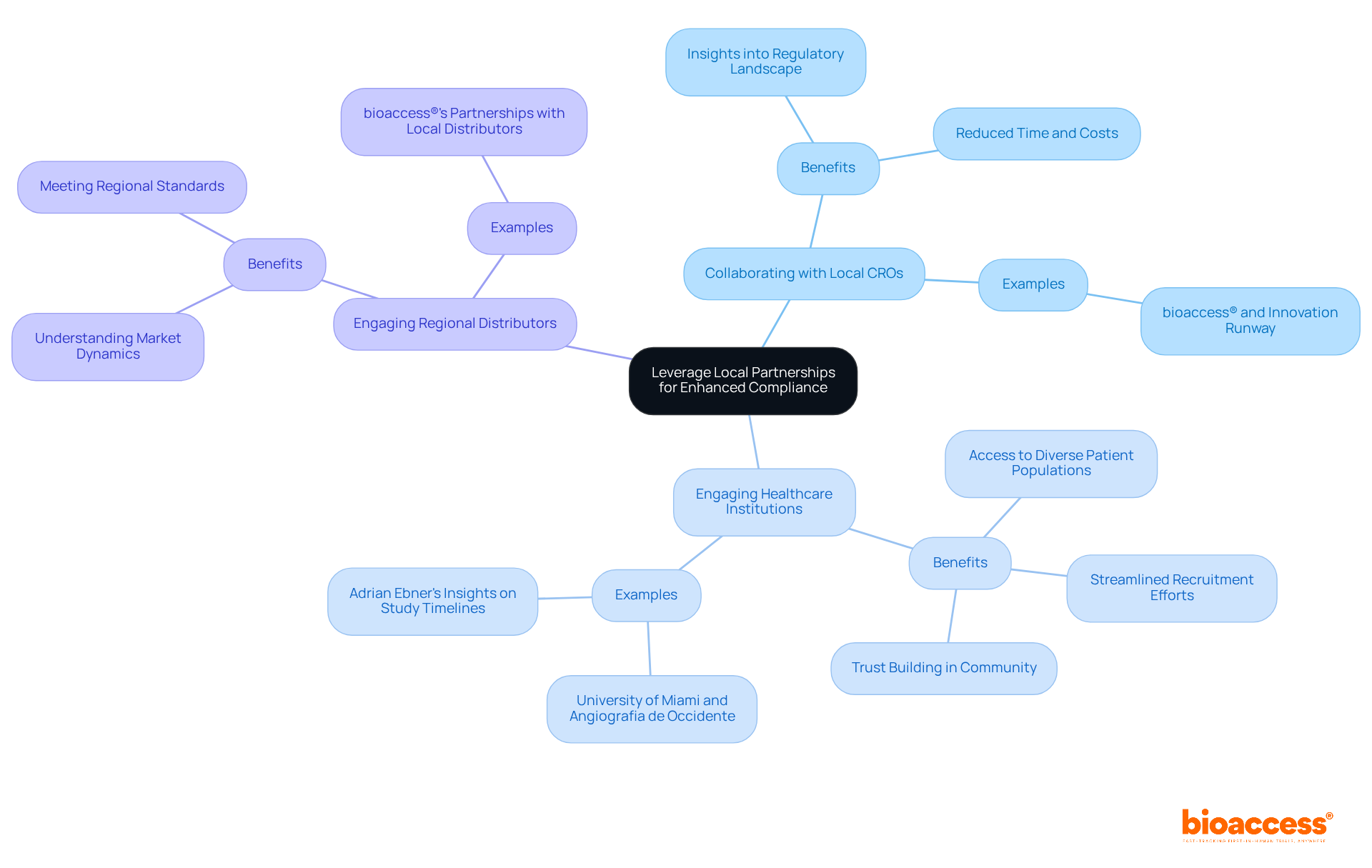 Start at the center with the main theme, then follow the branches to explore each strategy and its benefits. Each color represents a different strategy, making it easy to see how they all contribute to enhancing compliance.