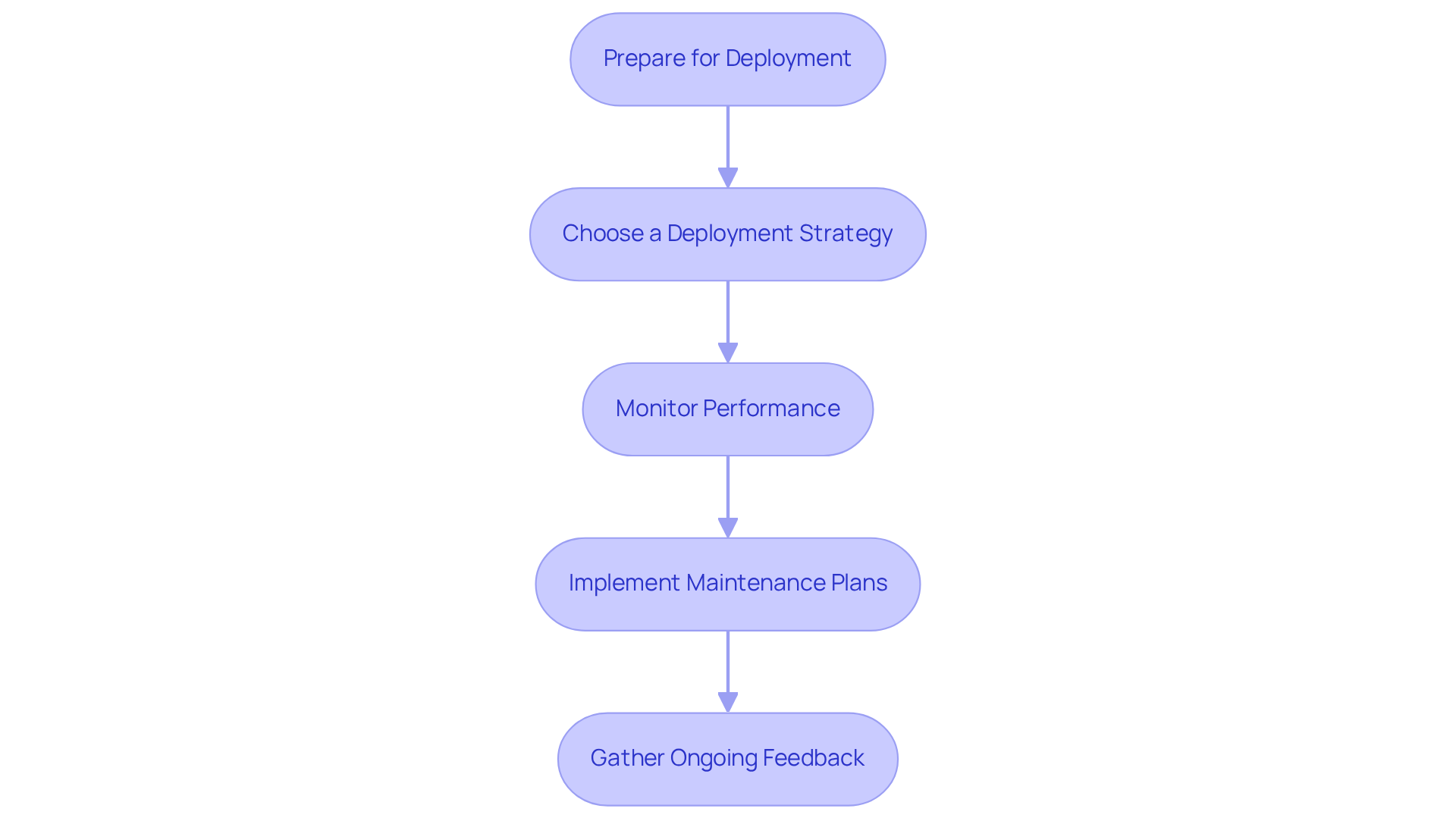 Each box represents a crucial step in deploying and maintaining the application. Follow the arrows to see how each step leads to the next, ensuring a smooth process from preparation to ongoing feedback.