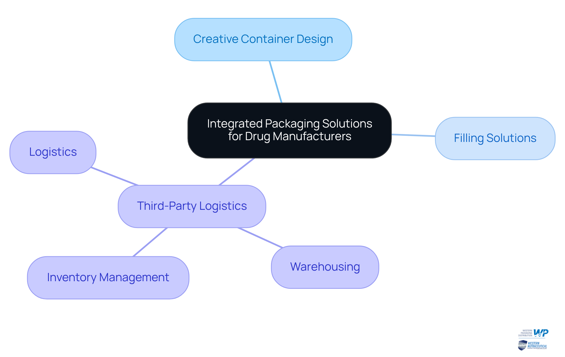 The center represents the overall packaging solution, while the branches show the key service areas and their specific components, highlighting how they collectively benefit pharmaceutical manufacturers.
