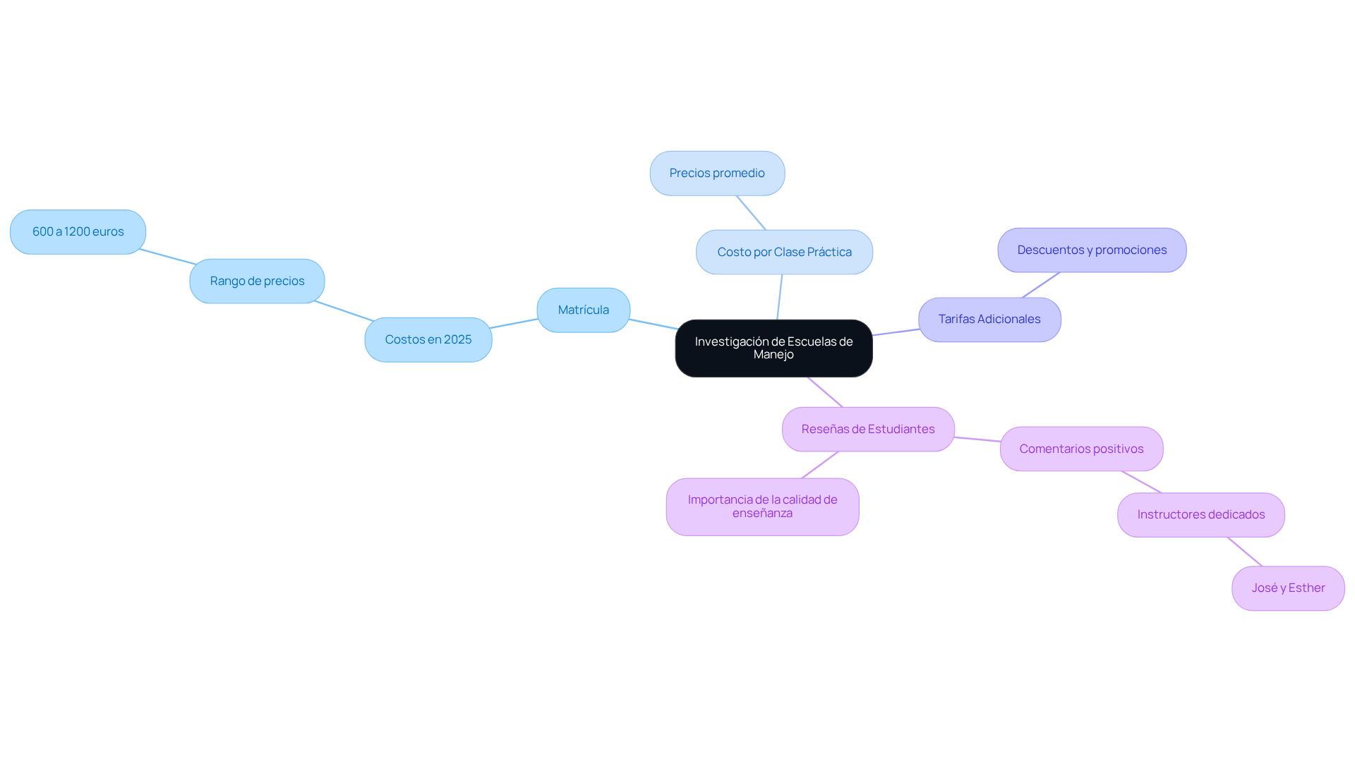 El nodo central muestra el tema principal, mientras que las ramas representan los diferentes aspectos a evaluar. Las sub-ramas ofrecen detalles adicionales, ayudándote a visualizar toda la información necesaria para tomar una decisión informada.