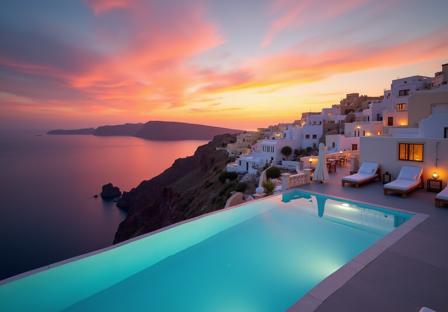 Romantic Sunset in Santorini