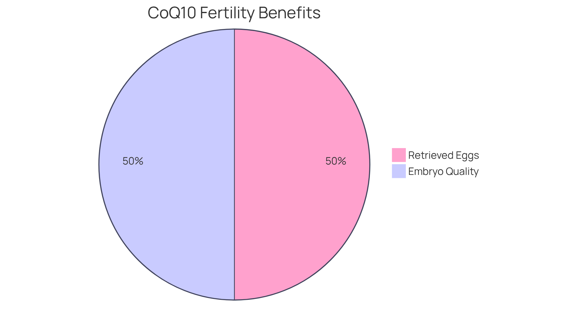This chart shows how Coenzyme Q10 supports fertility. Each slice represents a key benefit: the larger the slice, the more significant the benefit in enhancing reproductive health.