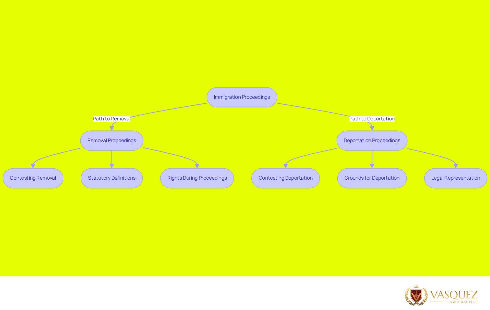 This flowchart shows the steps involved in removal and deportation processes. Follow the arrows to understand how each step connects, and note the rights you have during these proceedings. The blue path represents removal, while the red path represents deportation.