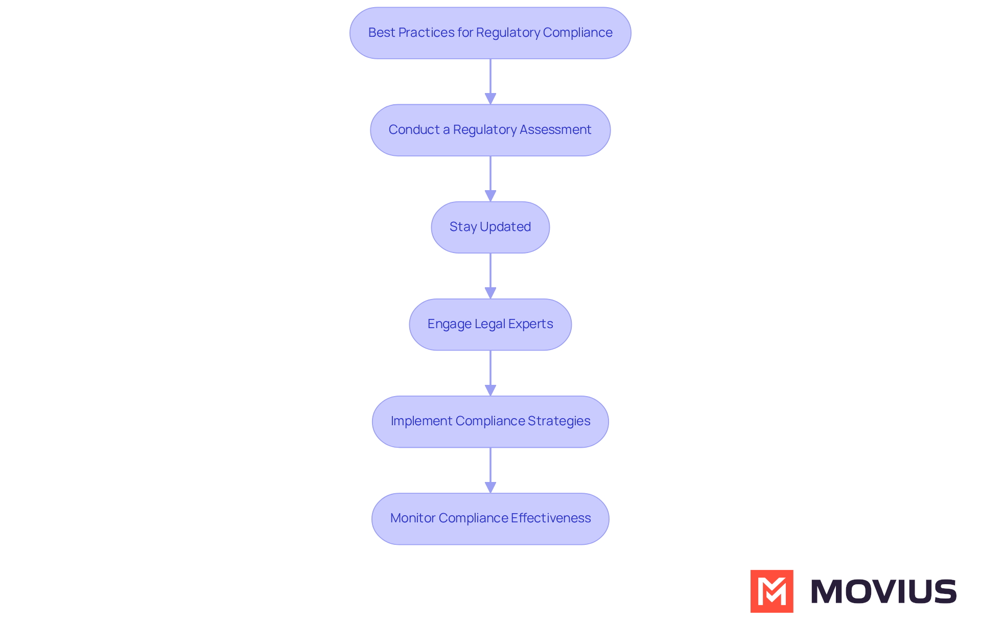 Each box represents a key practice for compliance. Follow the arrows to see the recommended order of actions that organizations should take to navigate regulatory requirements effectively.