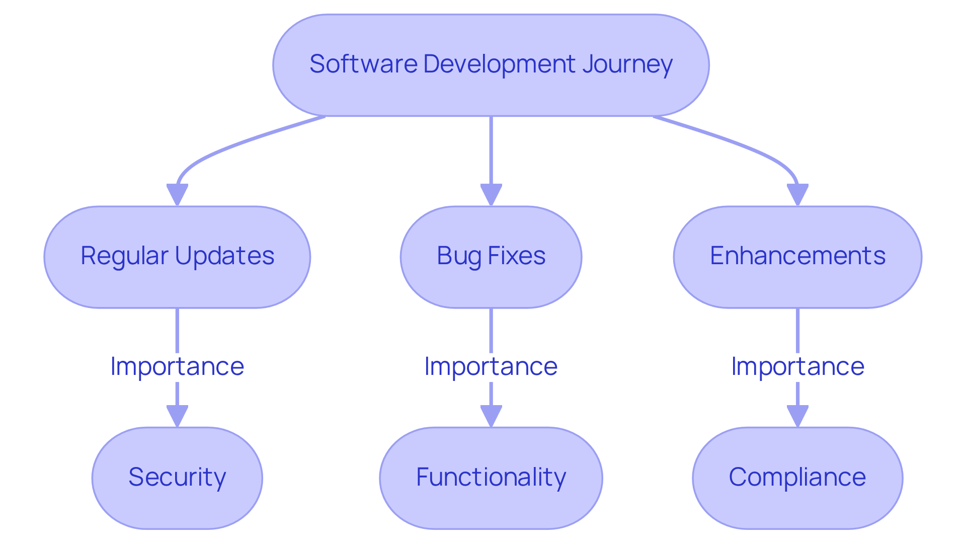 Follow the arrows to see how each step contributes to maintaining software performance and relevance. Each box represents a crucial service that helps ensure the software remains secure and compliant.