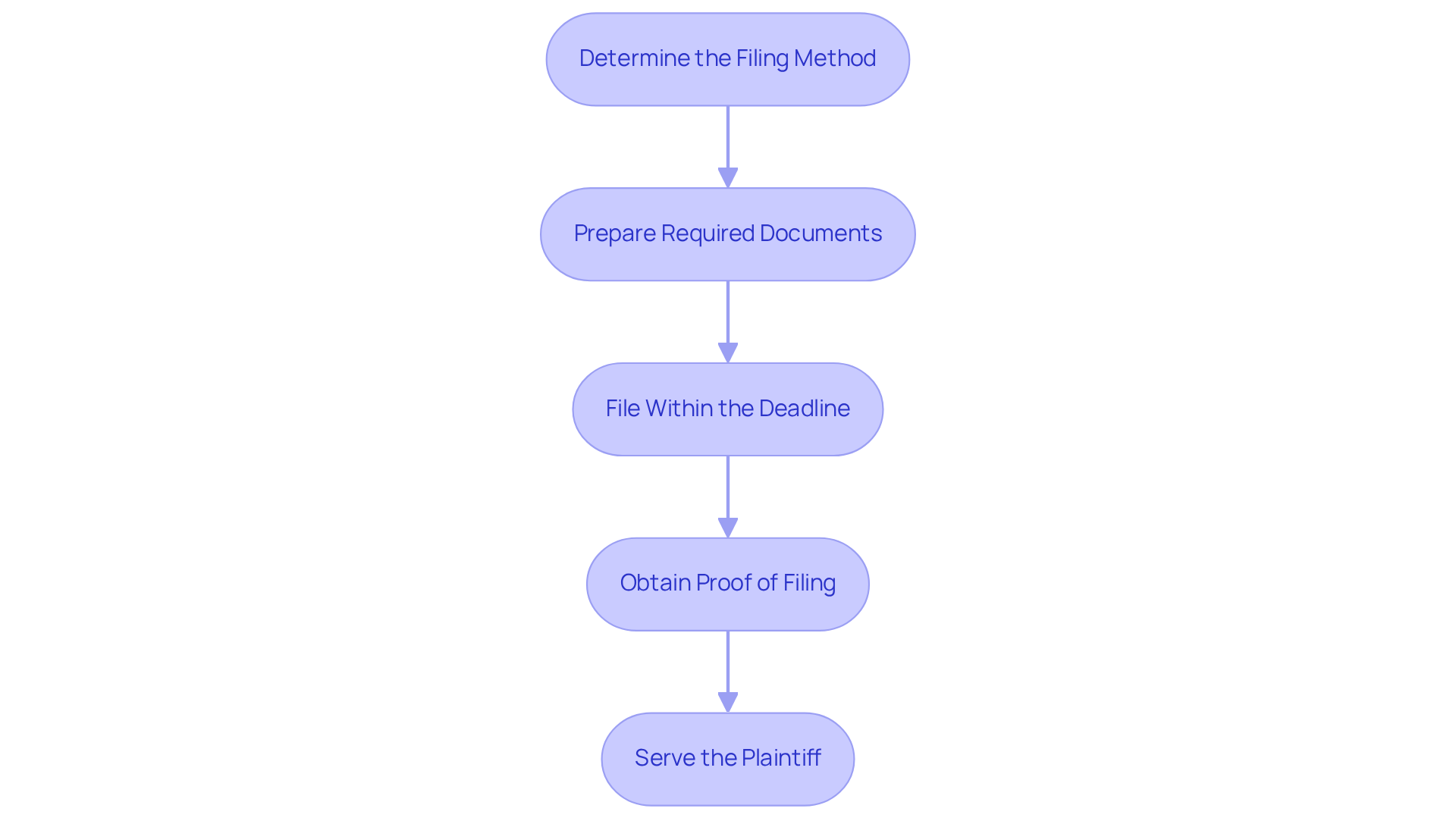 Each box represents a crucial step in the filing process. Follow the arrows to see how to move from one step to the next, ensuring you complete each action in order to avoid setbacks in your case.