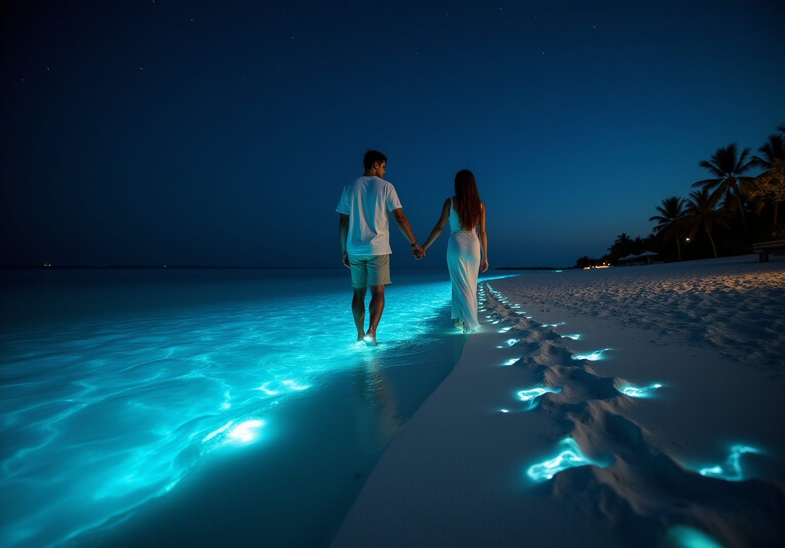Romantic Nighttime in the Maldives