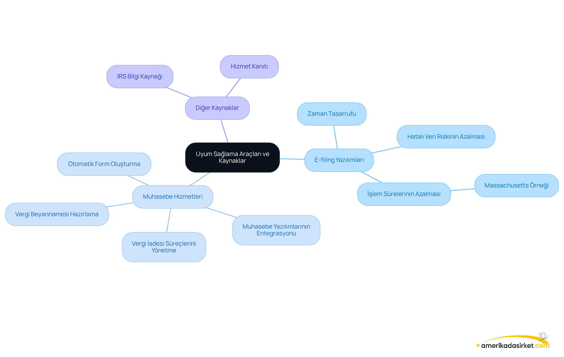 Merkezdeki başlık, uyum sağlama sürecinde kullanılan araçları temsil ediyor. Dallar, her bir aracın veya kaynağın altındaki detayları gösteriyor. Renkler, farklı kategorileri ayırt etmeye yardımcı oluyor.