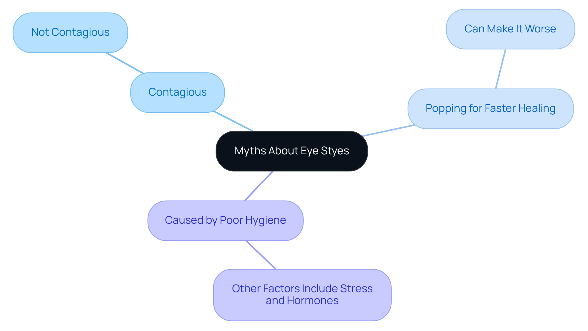 The central node represents the main topic, while the branches show common myths and their truths. Each color-coded branch helps you easily identify and understand the different misconceptions.