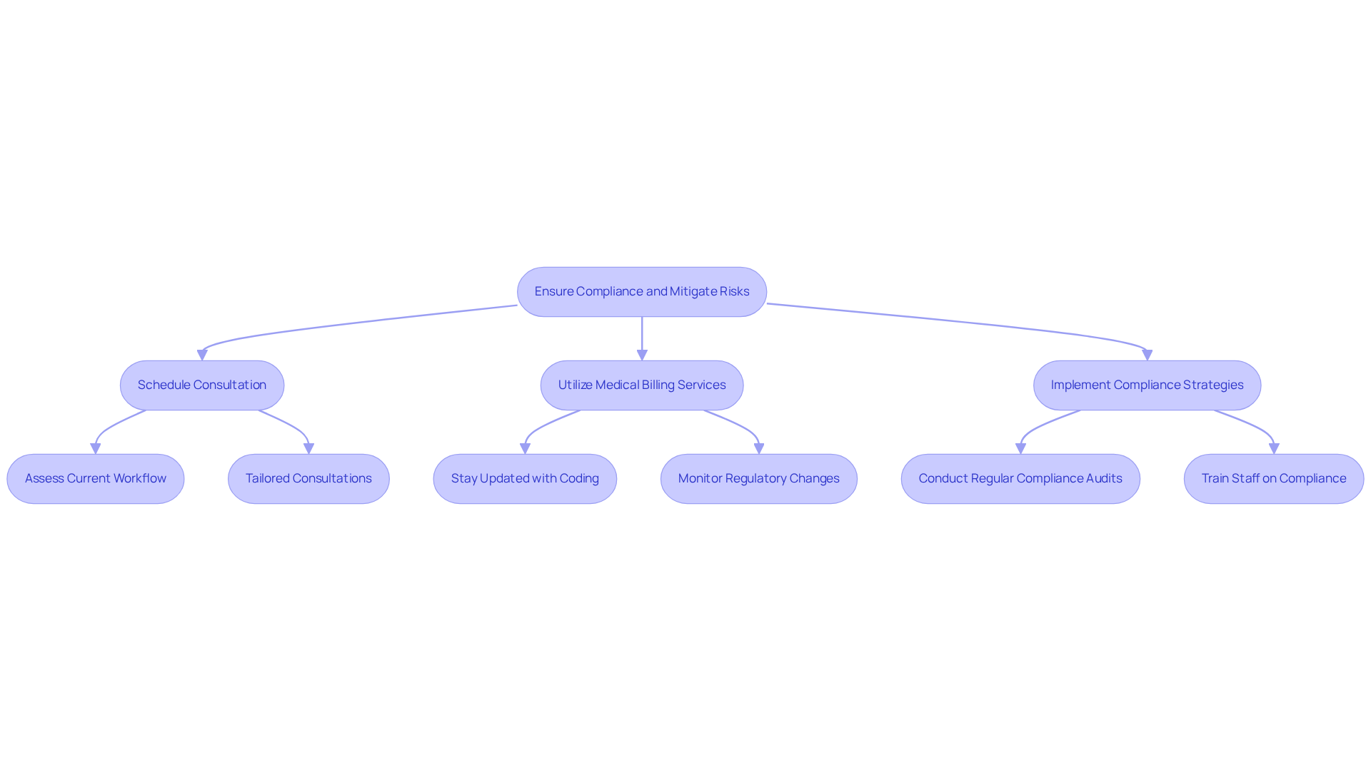This flowchart outlines the steps healthcare facilities can take to ensure compliance and mitigate risks. Start at the top with the main goal, then follow the arrows to see the actions that lead to better compliance and patient care.