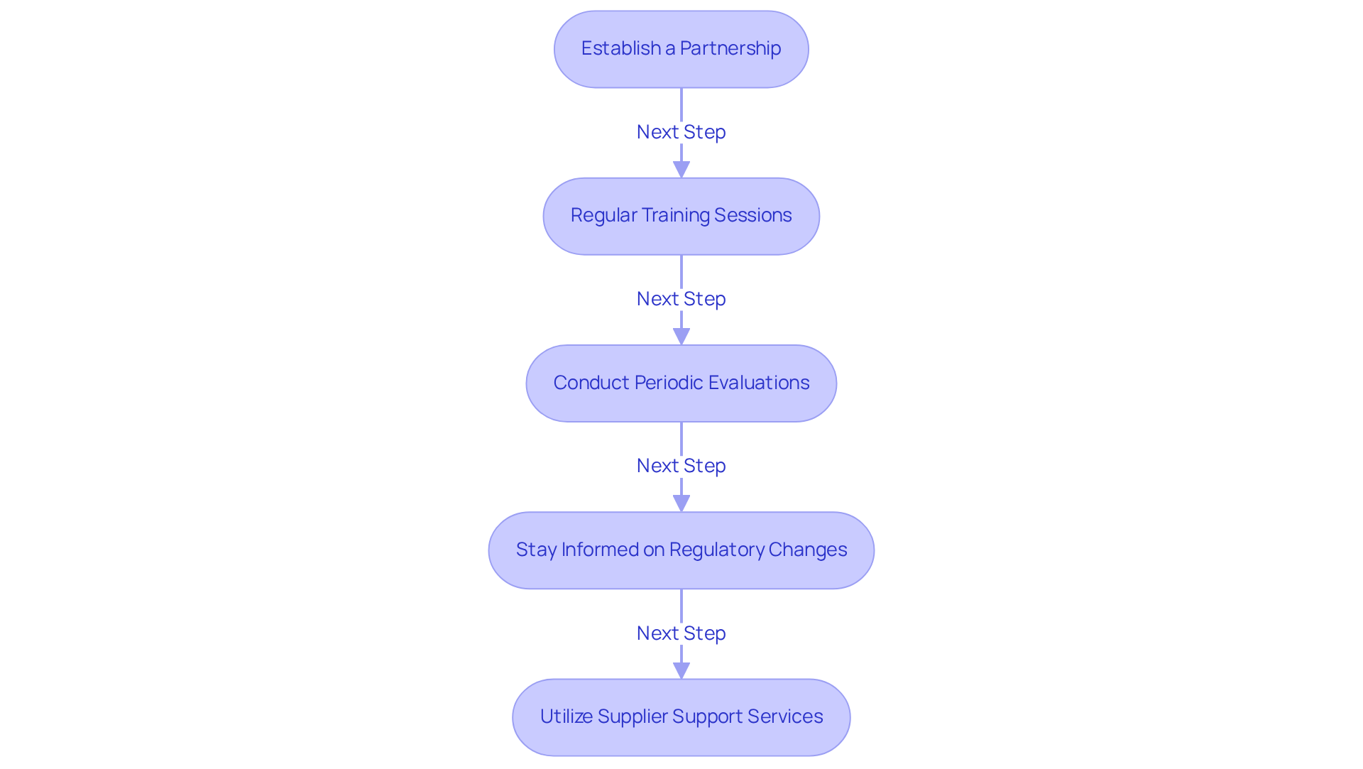 Each box represents a strategy to maintain compliance with CARF standards. Follow the arrows to see how each step builds on the previous one, leading to effective support and adherence.