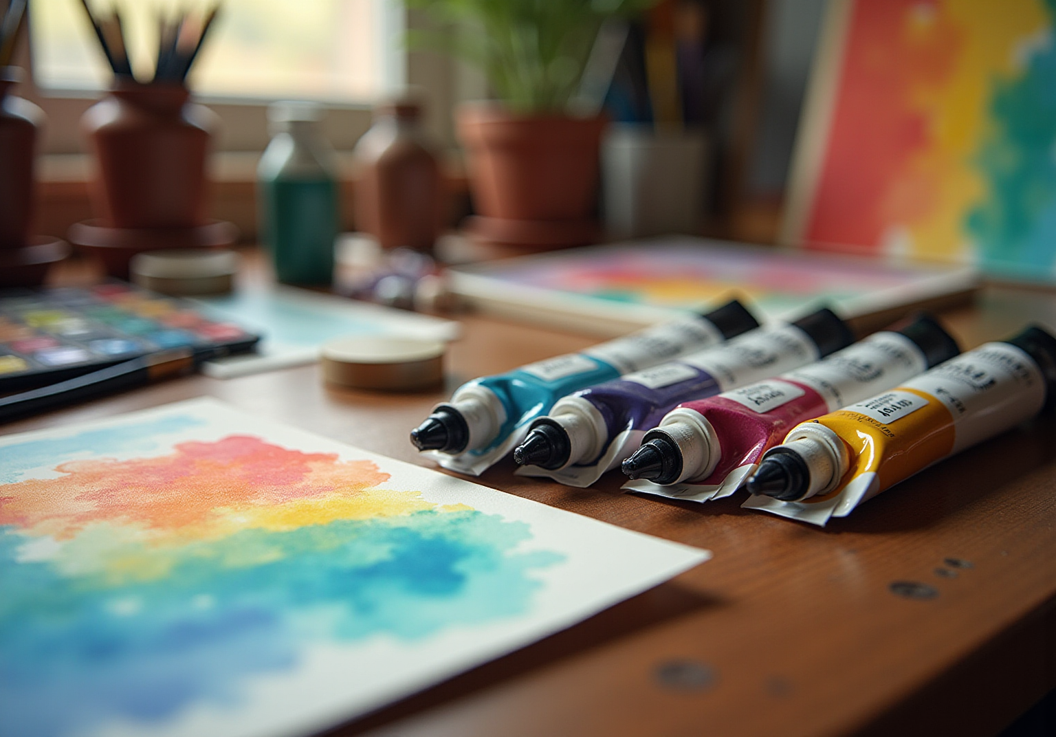 Vibrant Winsor & Newton Watercolor Workspace