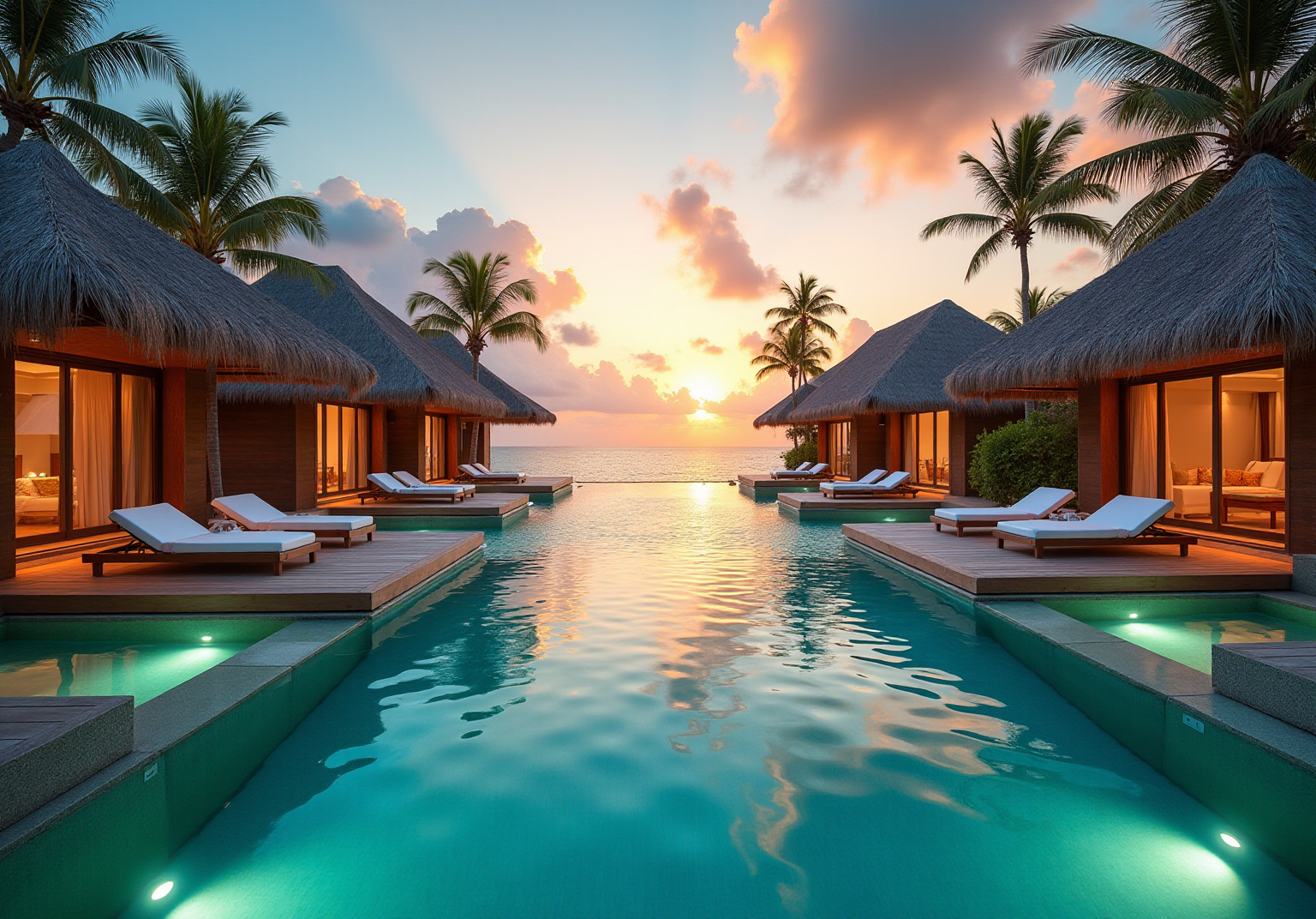 Opulent Maldives Resort at Sunset