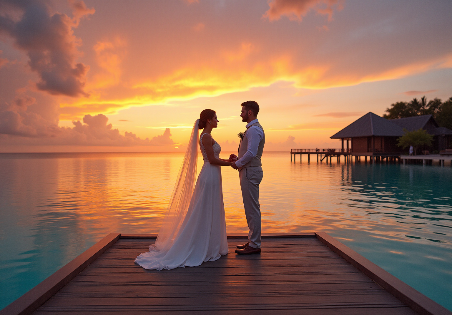 Romantic Maldives Wedding at Sunset