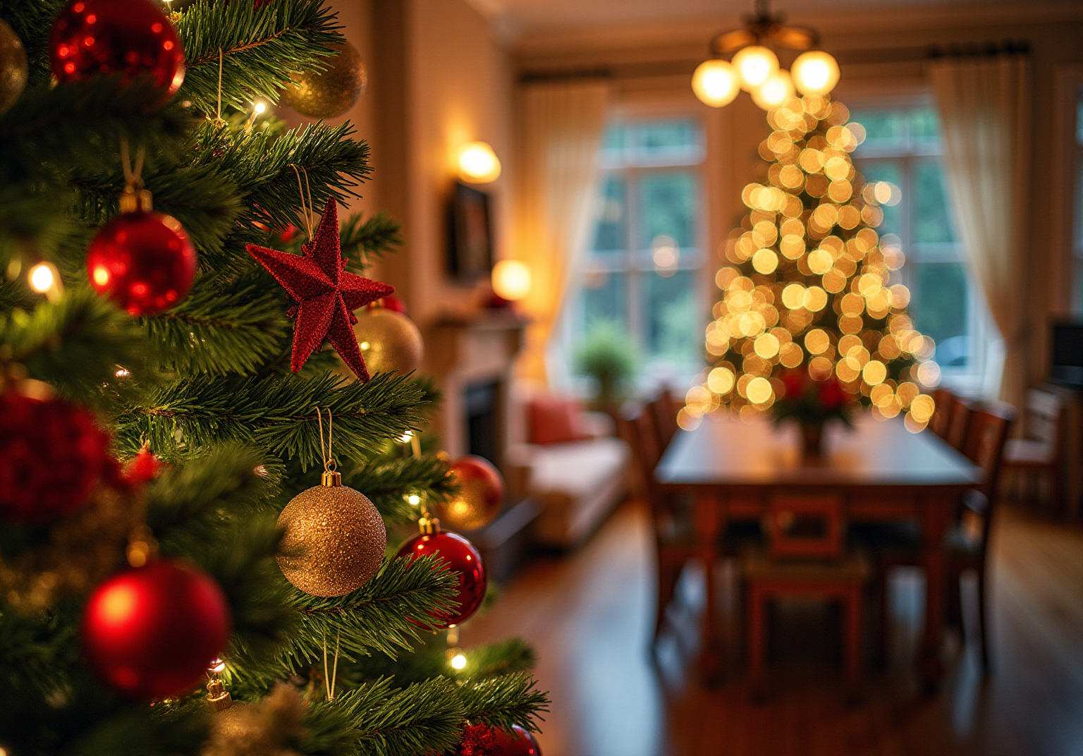 Festive Christmas Tree Watercolor Scene Festive Christmas Tree Watercolor Scene