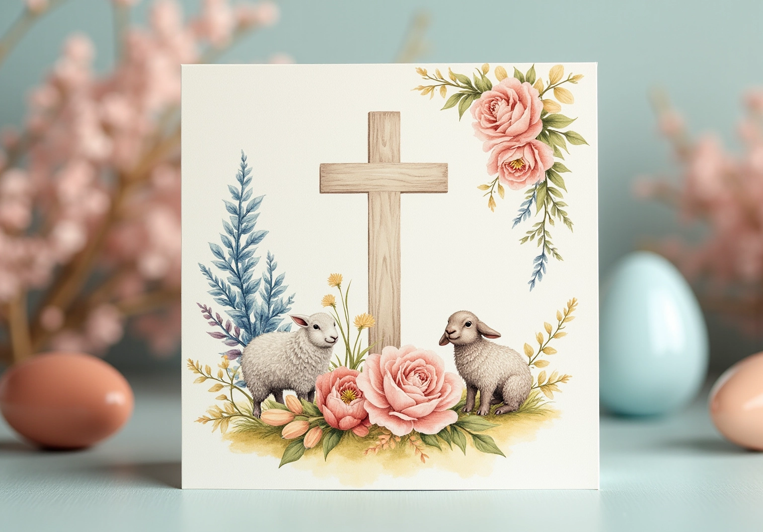 Nostalgic Watercolor Easter Card Design
