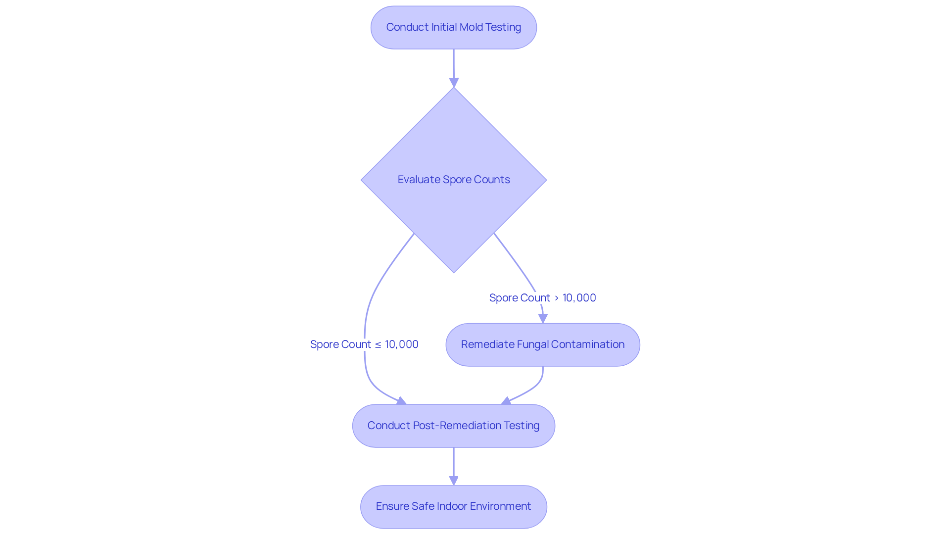 Follow the arrows to see how each step in the mold testing and remediation process connects. Each step is crucial for ensuring that indoor environments are safe and healthy.