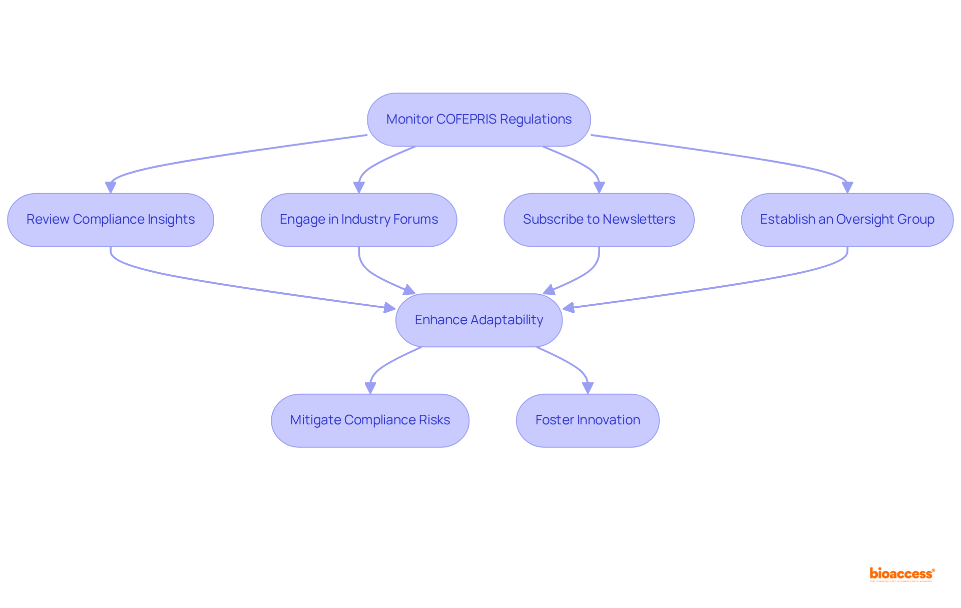 Each step in the flowchart shows a strategy that helps Medtech firms stay updated on regulations. Follow the arrows to see how these actions lead to better compliance and innovation.