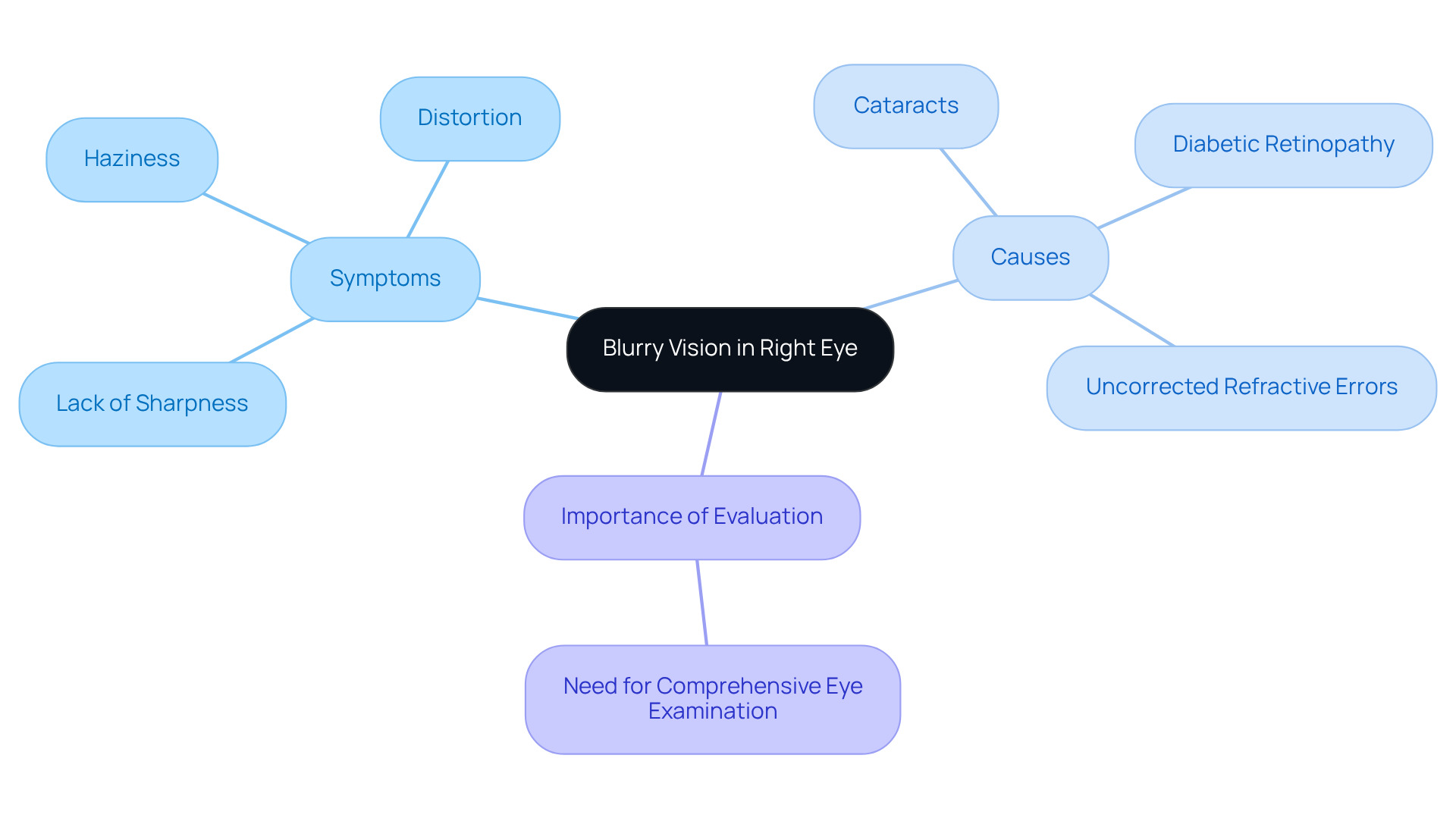 The central node represents the main topic, while the branches show symptoms, potential causes, and why it's important to seek help. Each branch helps you understand different aspects of blurry vision. The central node represents the main topic, while the branches show symptoms, potential causes, and why it's important to seek help. Each branch helps you understand different aspects of blurry vision.