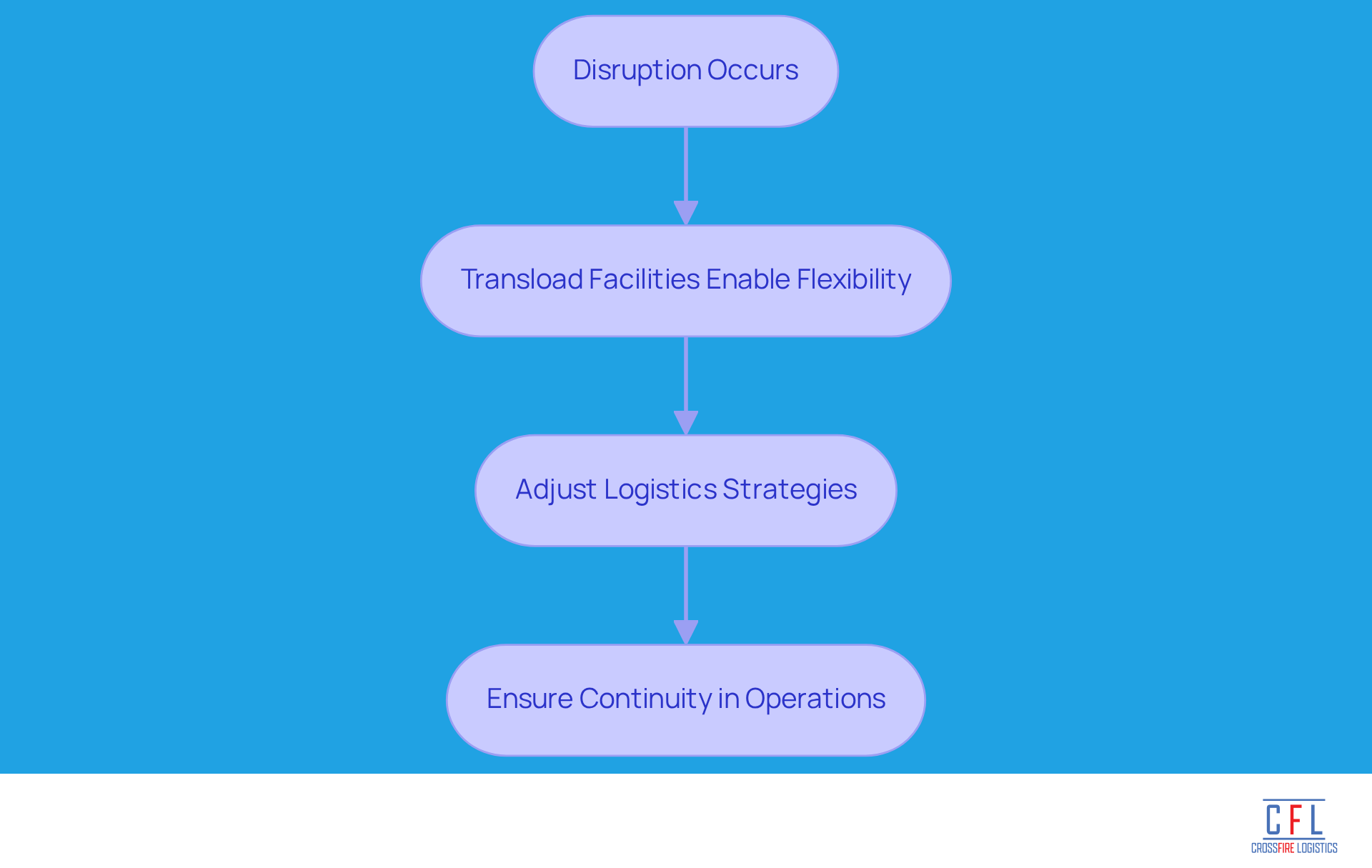 This flowchart shows how disruptions can be managed through transloading facilities, leading to better logistics strategies and uninterrupted operations.