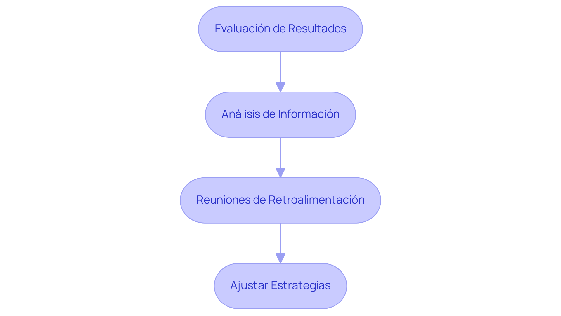 Este diagrama muestra cómo las organizaciones pueden evaluar sus resultados y ajustar sus estrategias. Cada paso es importante y se construye sobre el anterior, ayudando a las empresas a mejorar continuamente y adaptarse a un entorno competitivo.
