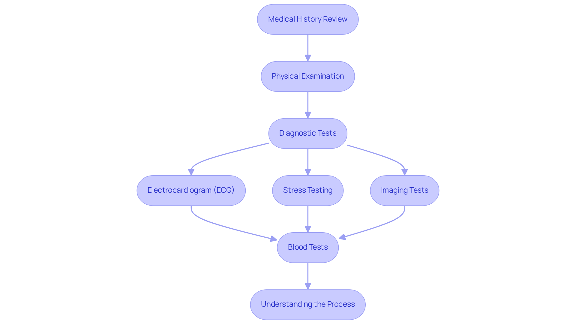 Each box represents a step in the diagnosis journey. Follow the arrows to see how each step leads to the next, and note the sub-tests under 'Diagnostic Tests' for a deeper understanding of what to expect.